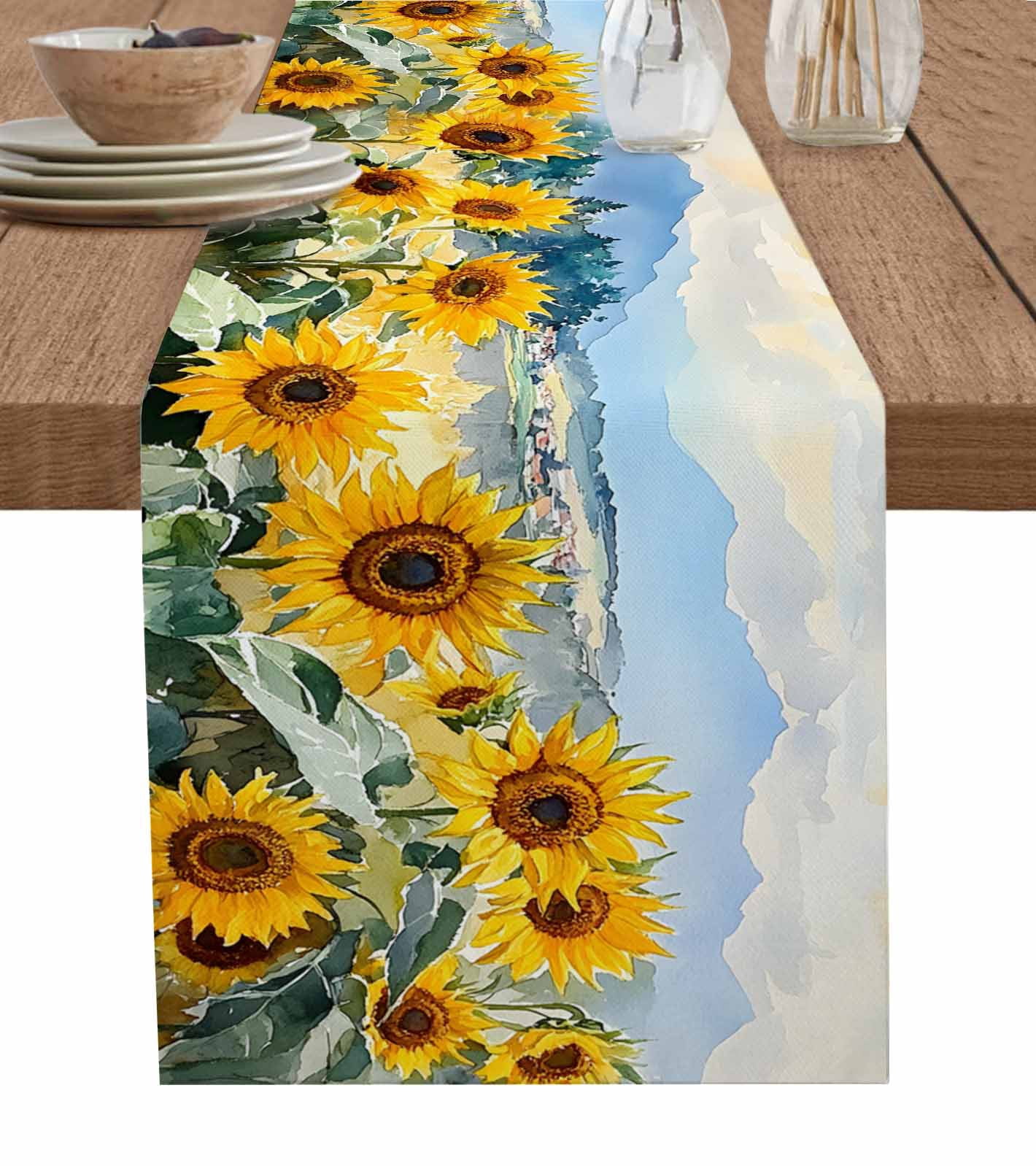Hokiten Table Runners 120 Inches Long Dress Scarves, Sunflower Summer ...