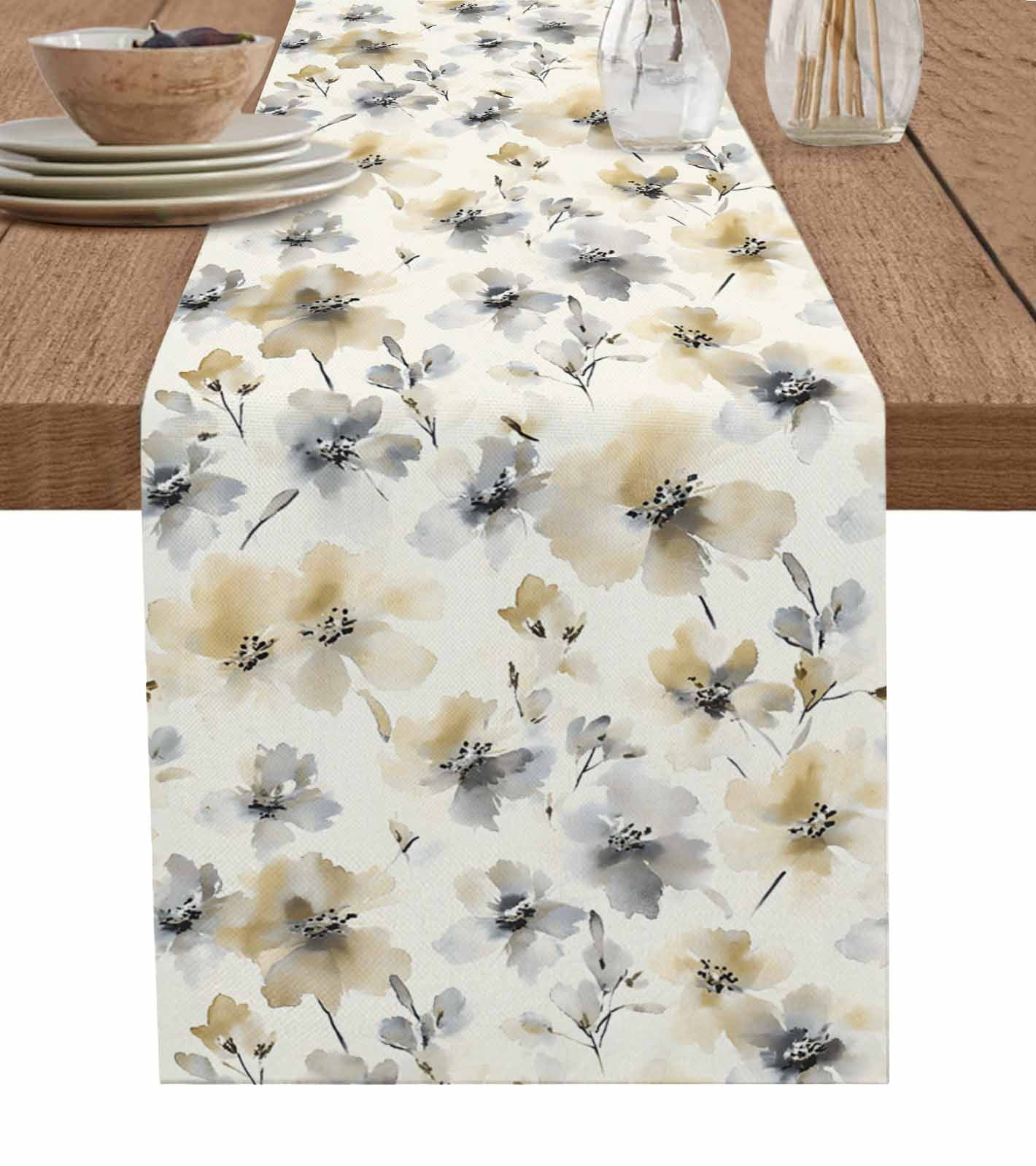 Hokiten Table Runners 120 Inches Long Dress Scarves, Watercolor Flowers ...