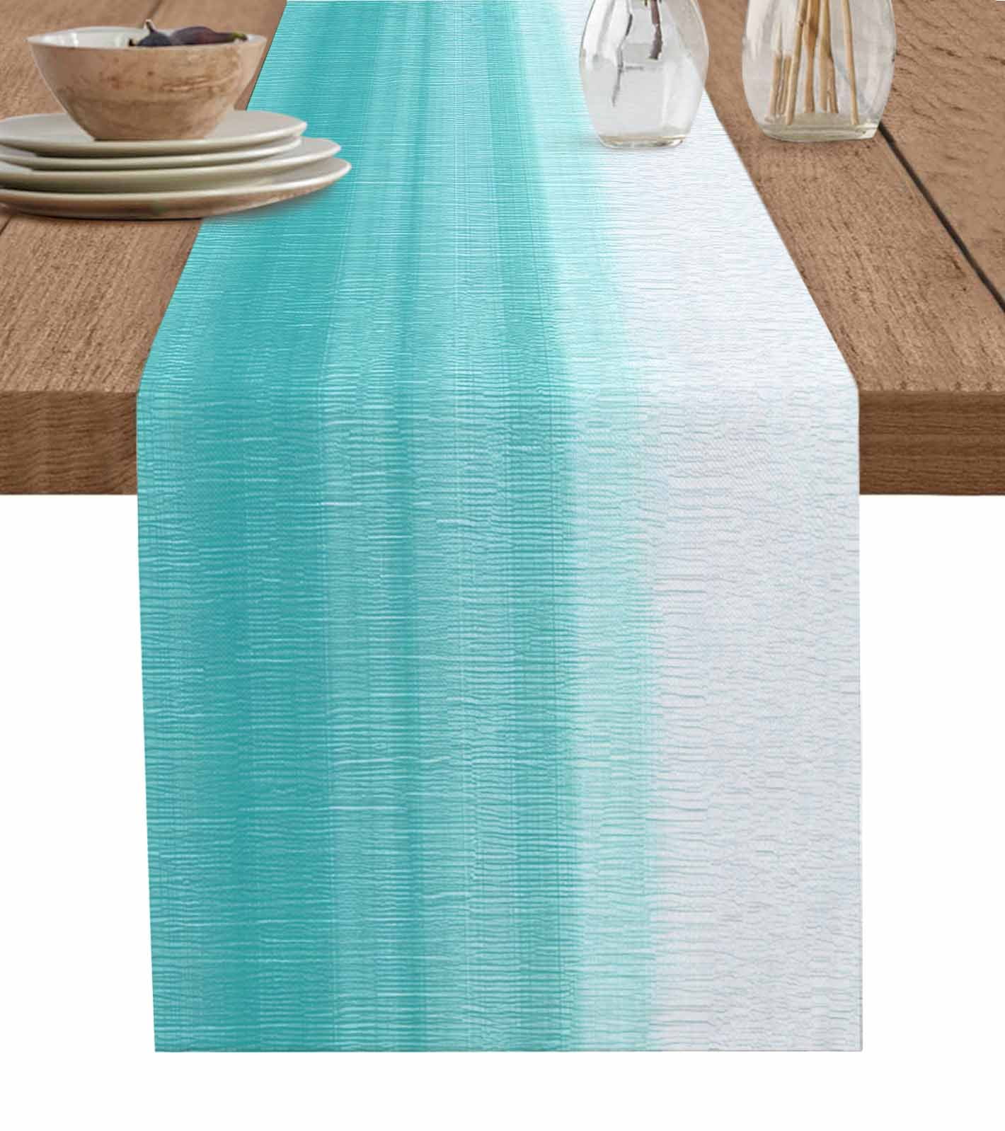 Hokiten Table Runners 36 Inches Long Dress Scarves, Aqua White Ombre ...