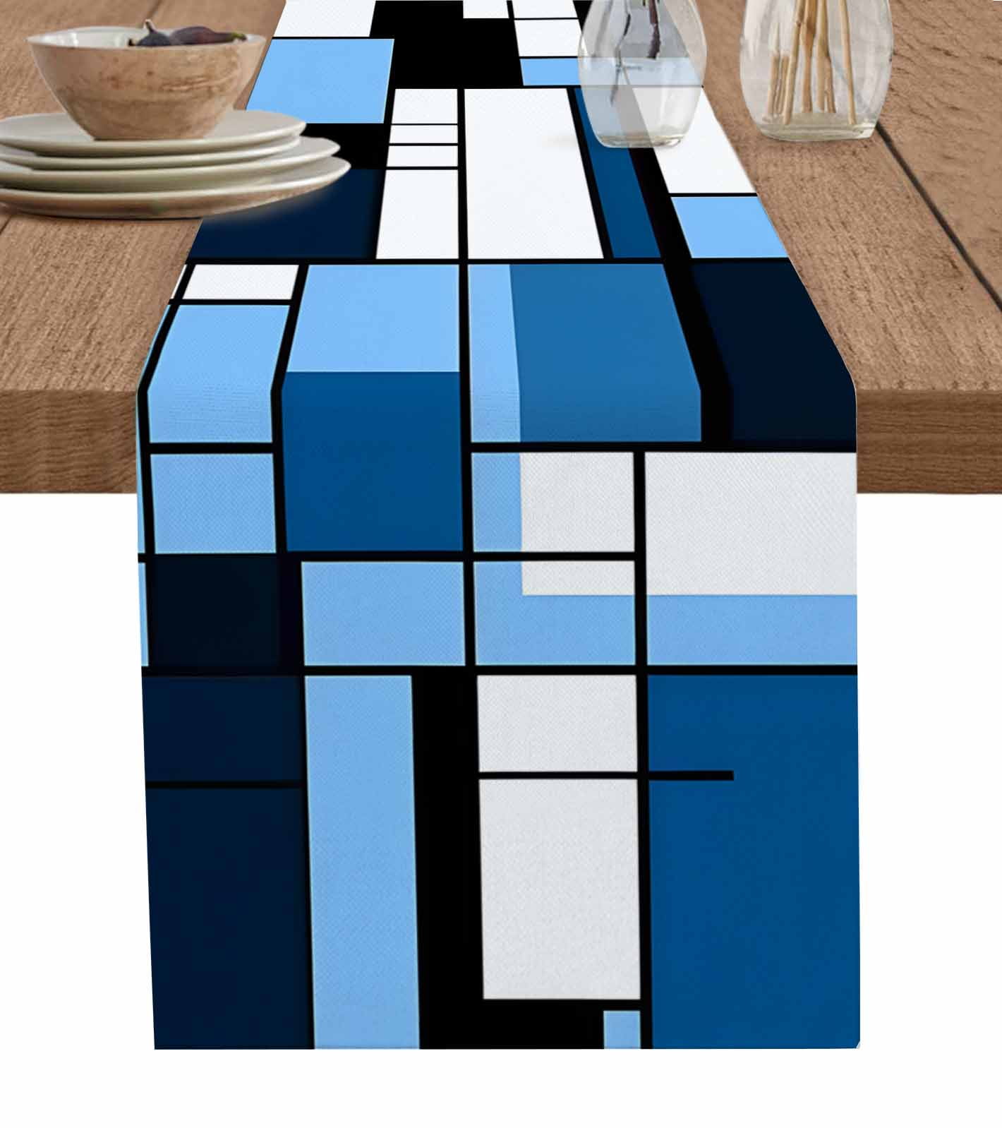 Hokiten Table Runners 36 Inches Long Dress Scarves, Blue Black ...