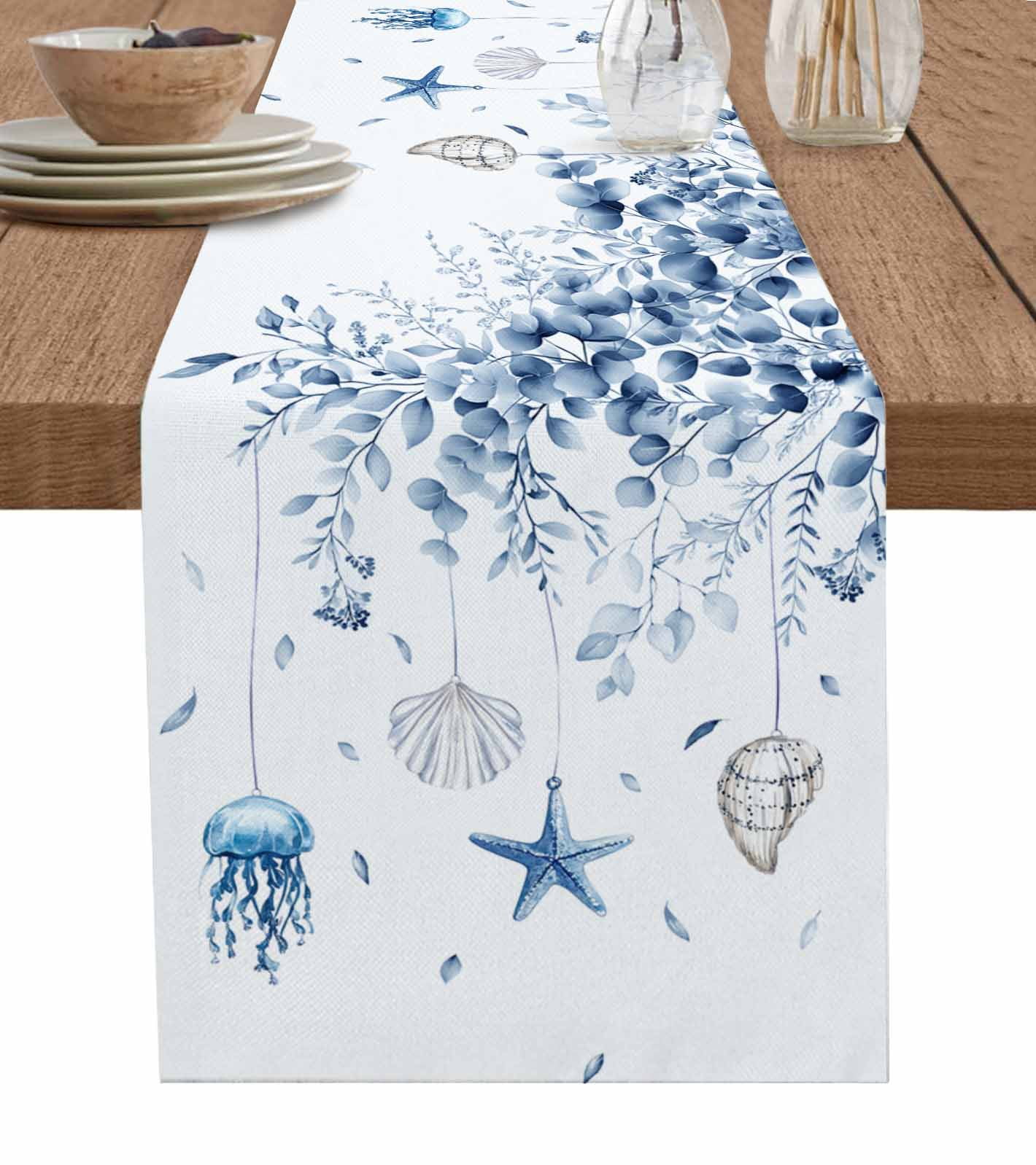 Hokiten Table Runners 36 Inches Long Dress Scarves, Blue Coastal ...