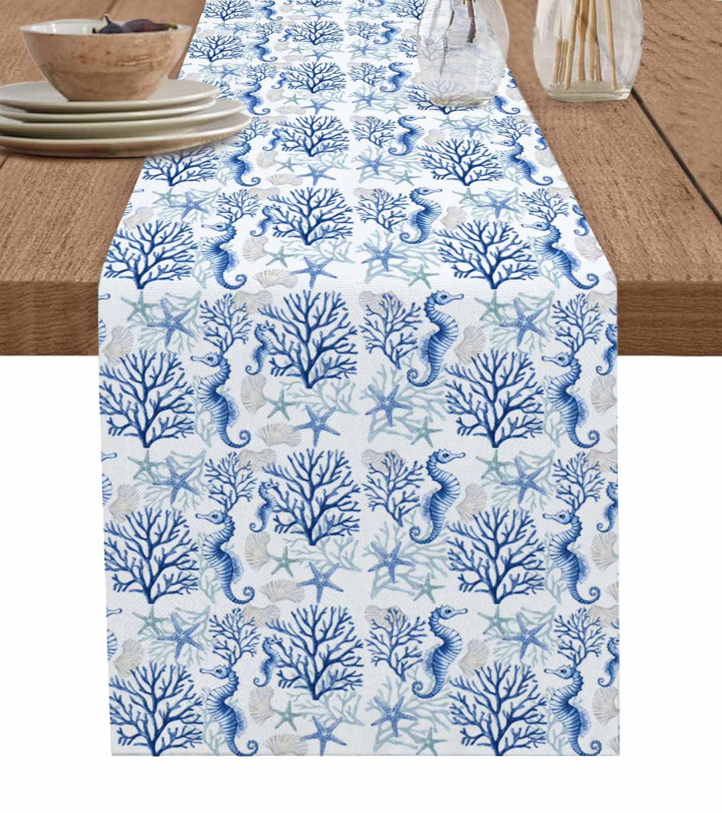 Hokiten Table Runners 36 Inches Long Dress Scarves, Blue Coral ...