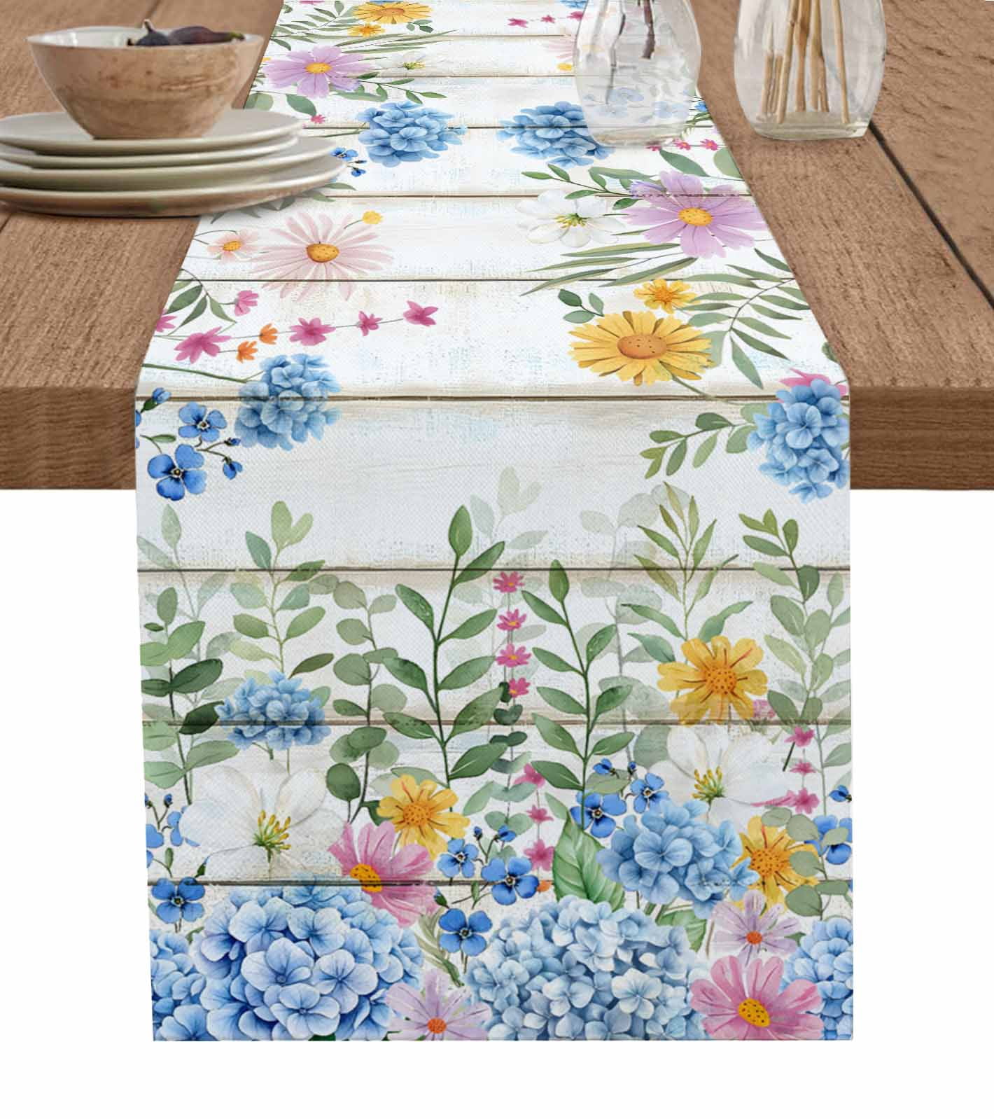 Hokiten Table Runners 36 Inches Long Dress Scarves, Blue Spring Floral ...