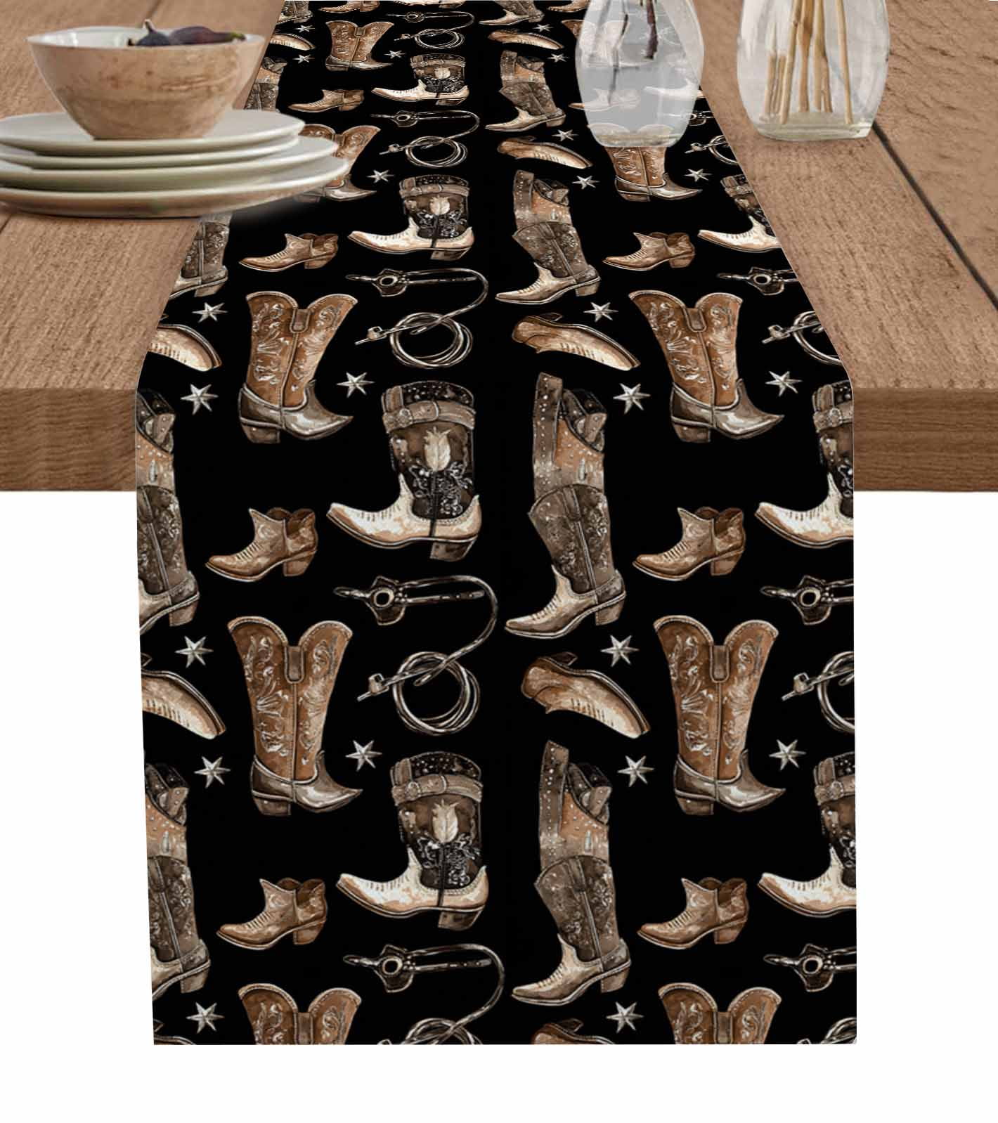 Hokiten Table Runners 36 Inches Long Dress Scarves, Brown Black Cowboy ...