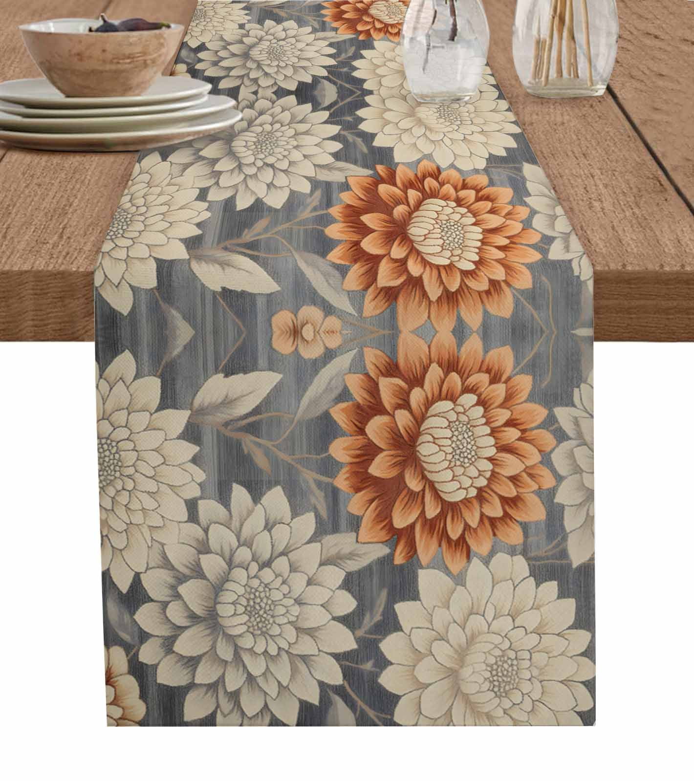 Hokiten Table Runners 36 Inches Long Dress Scarves, Burnt Orange Grey ...