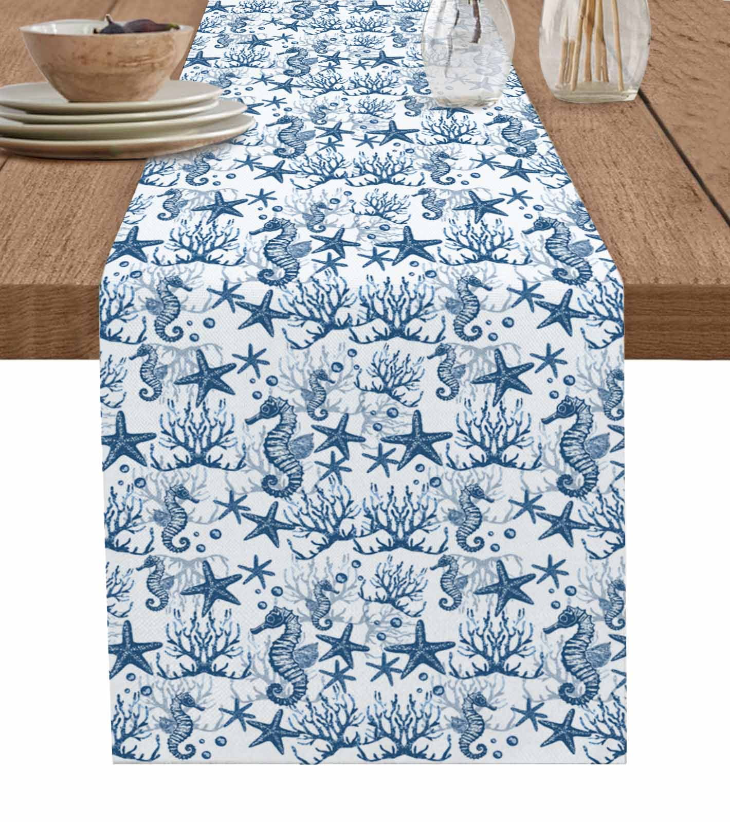 Hokiten Table Runners 36 Inches Long Dress Scarves, Coastal Blue ...