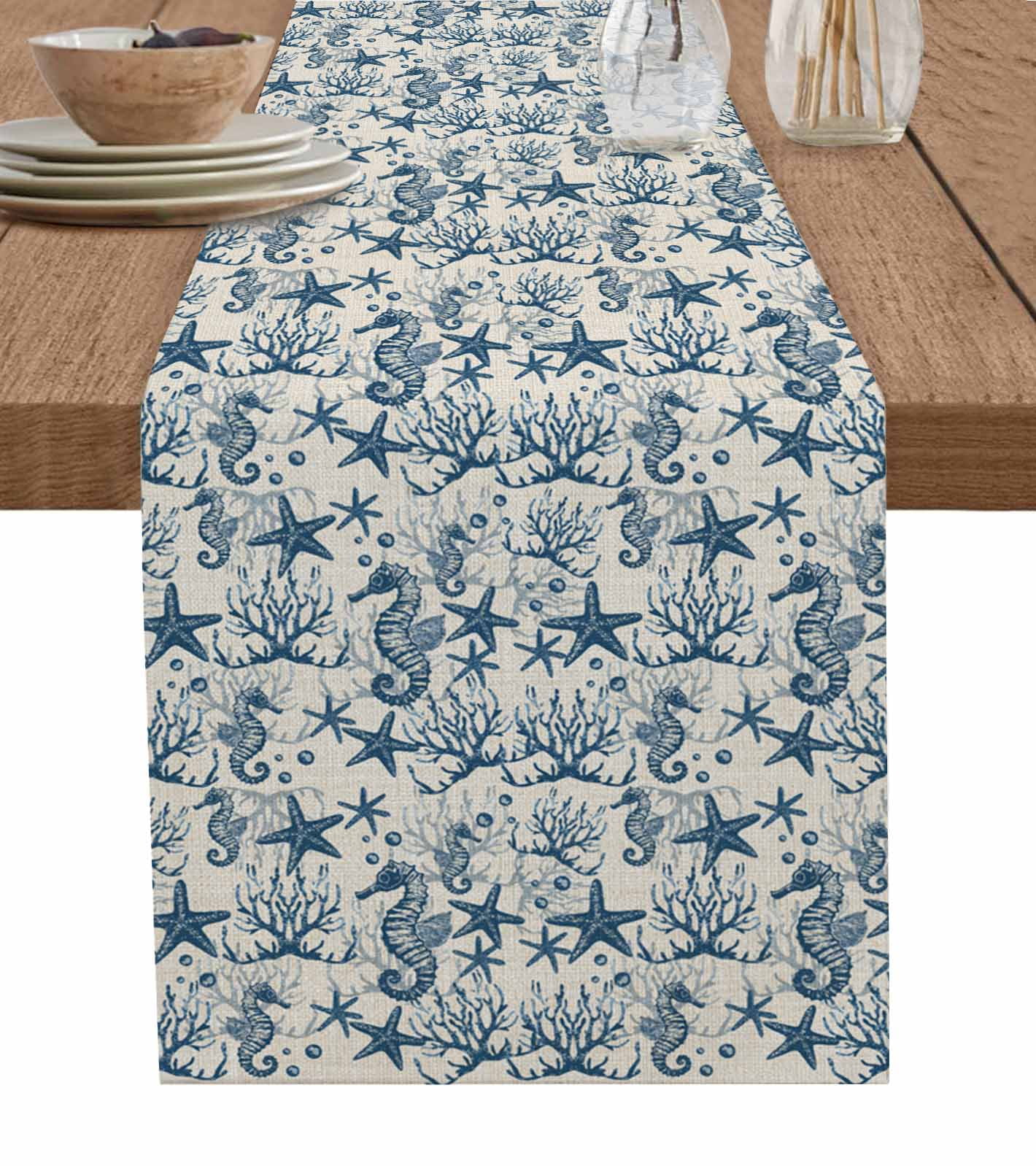 Hokiten Table Runners 36 Inches Long Dress Scarves, Coastal Ocean ...