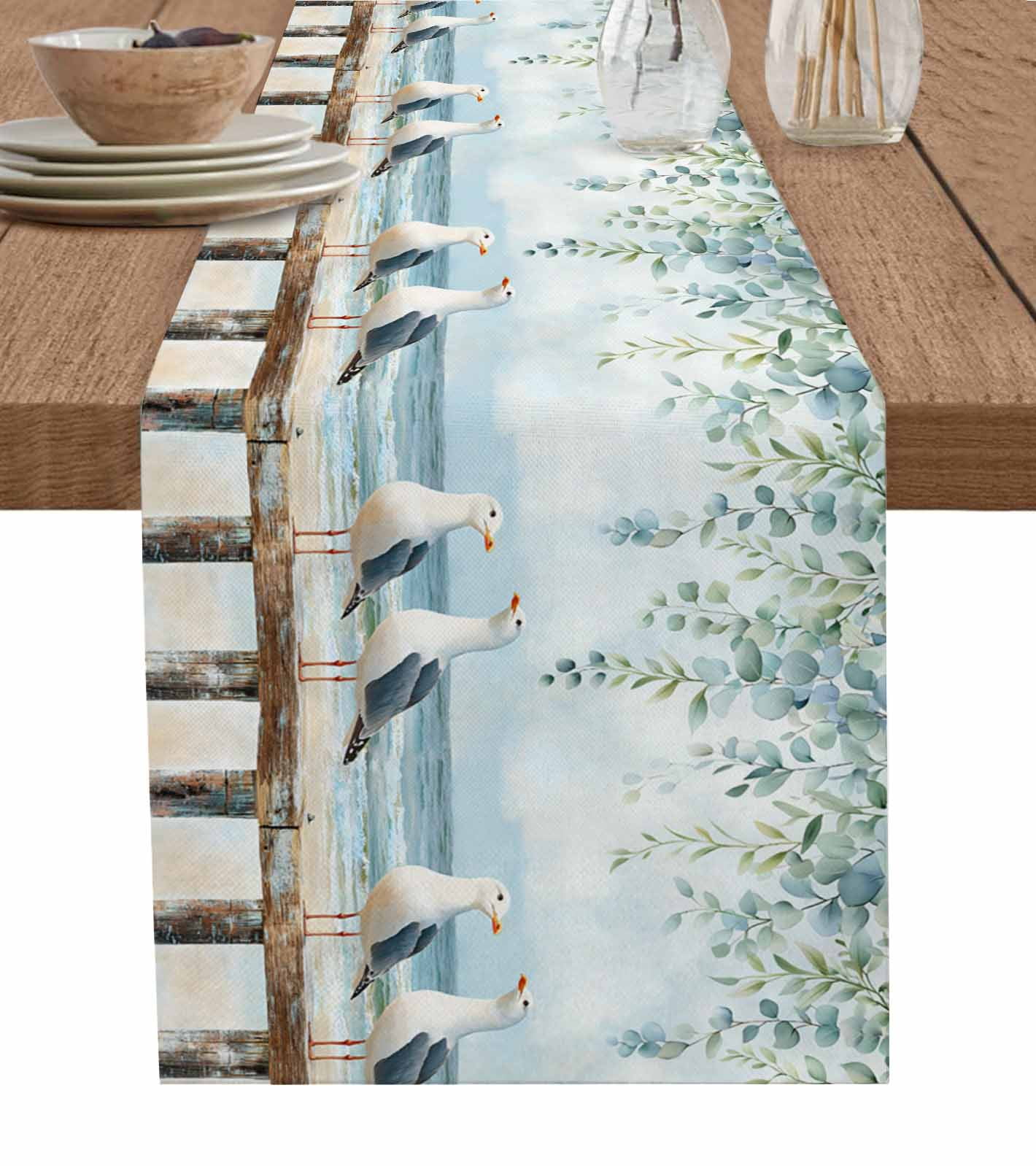 Hokiten Table Runners 36 Inches Long Dress Scarves, Coastal Seagull ...