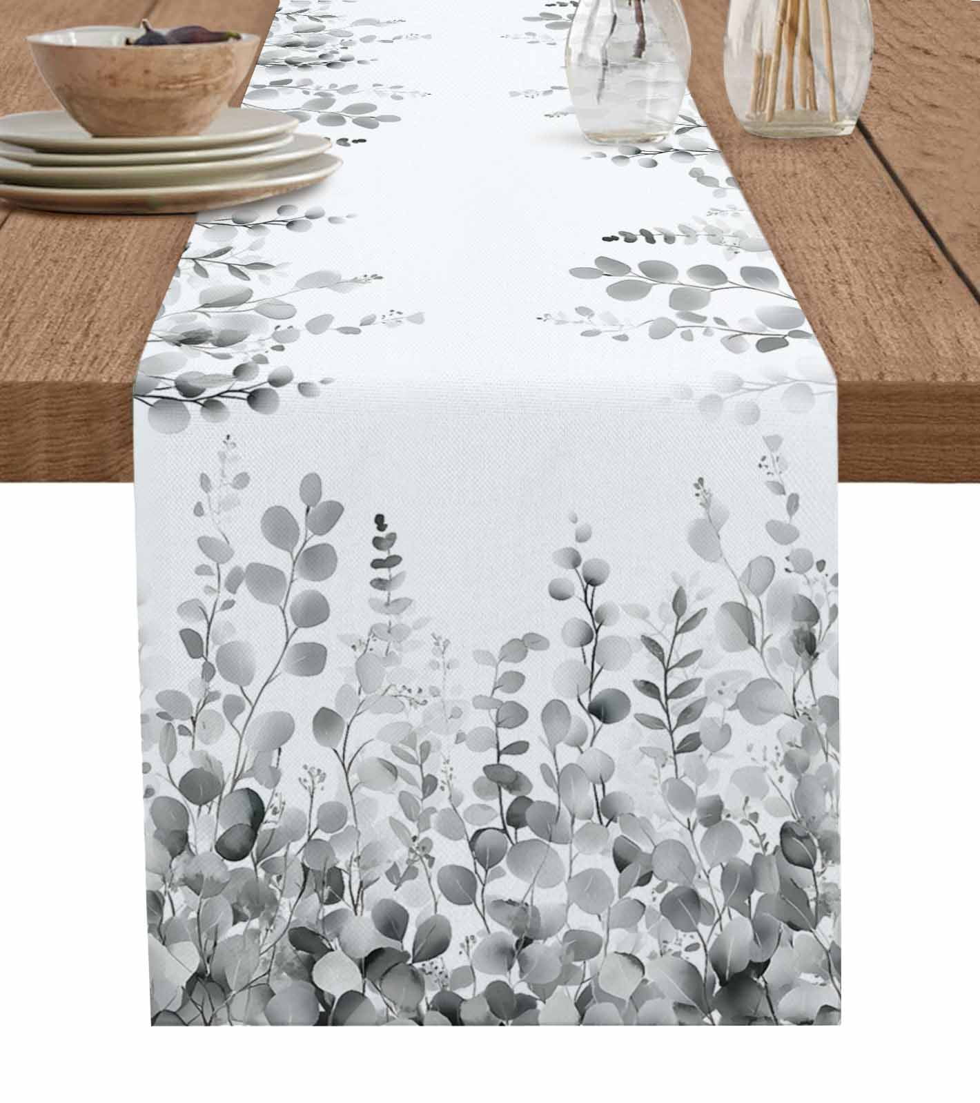 Hokiten Table Runners 36 Inches Long Dress Scarves, Eucalyptus Grey ...