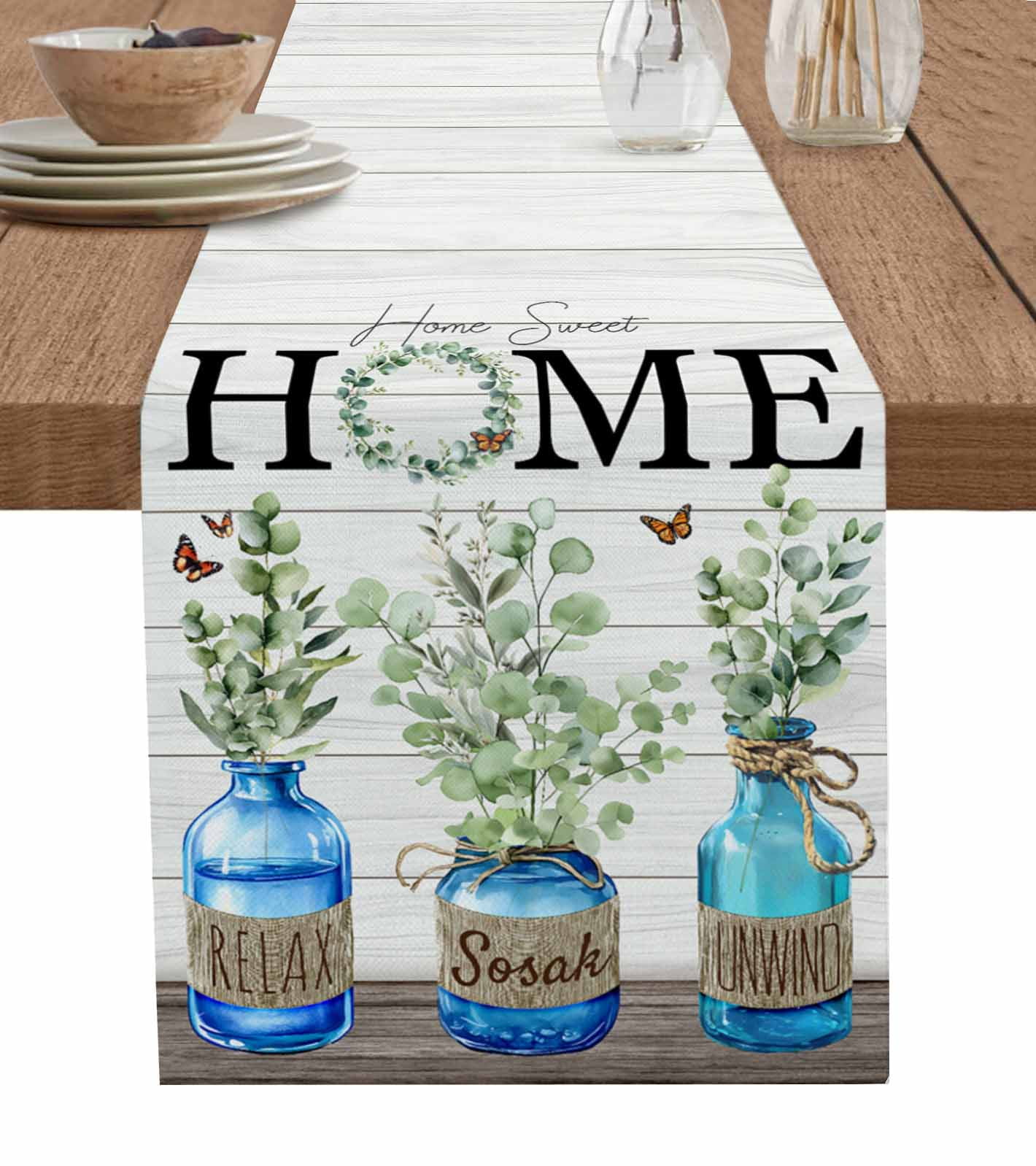 Hokiten Table Runners 36 Inches Long Dress Scarves, Eucalyptus Leaves ...