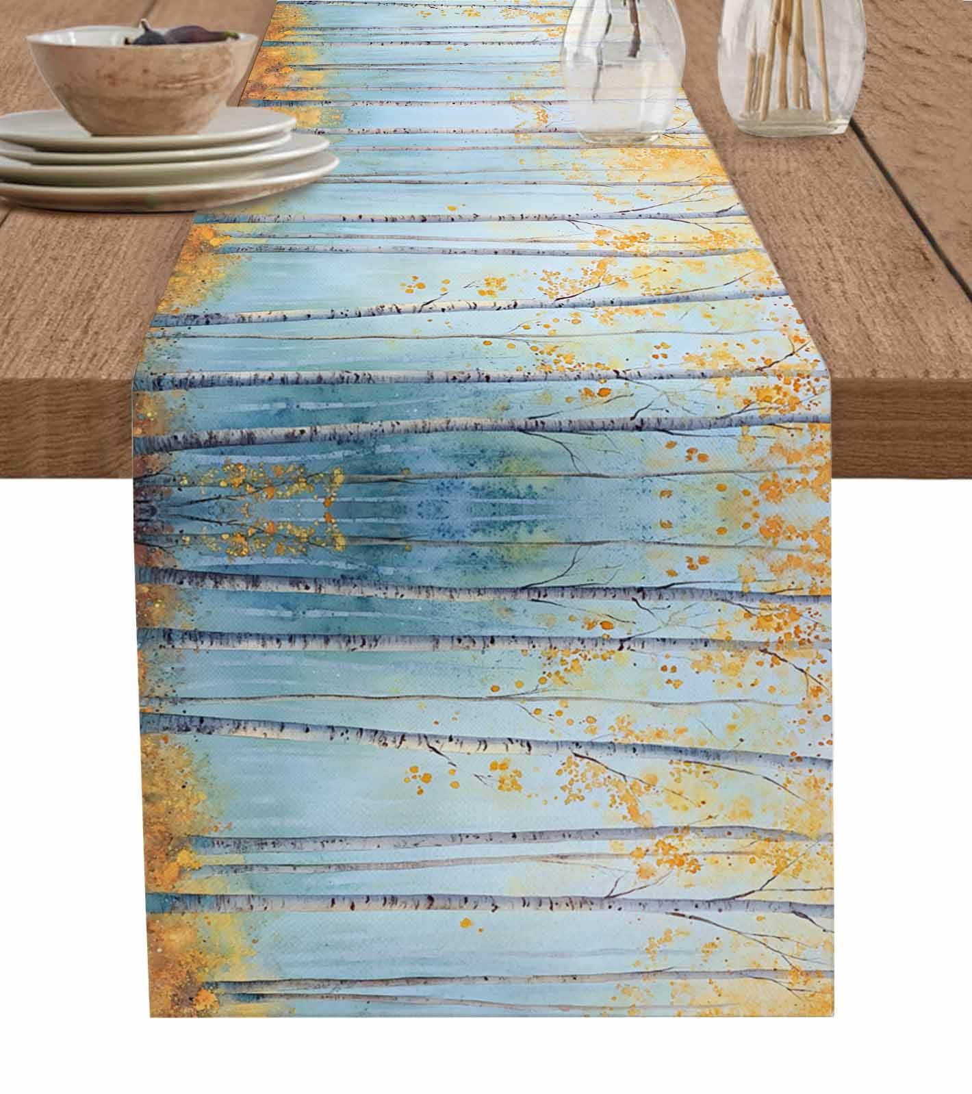 Hokiten Table Runners 36 Inches Long Dress Scarves, Fall Forest Tree ...