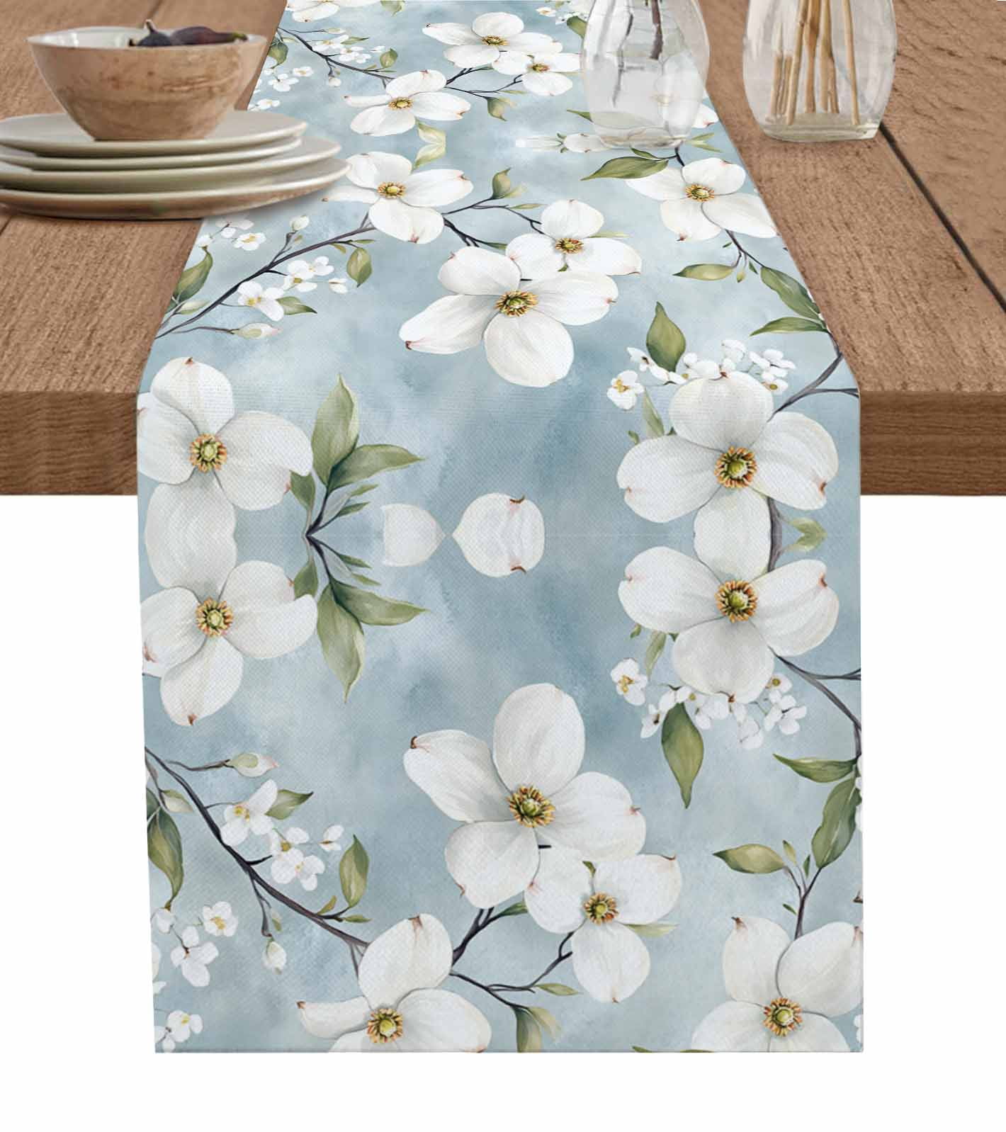 Hokiten Table Runners 36 Inches Long Dress Scarves, Gardenia Flowers ...