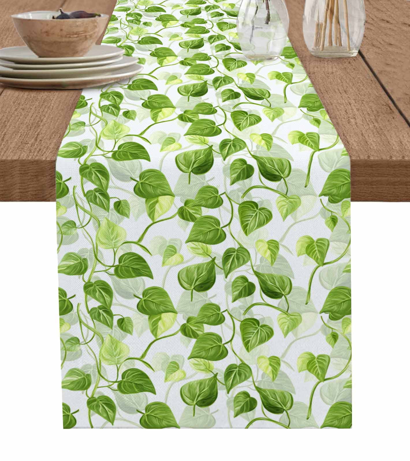 Hokiten Table Runners 36 Inches Long Dress Scarves, Green Leaves ...