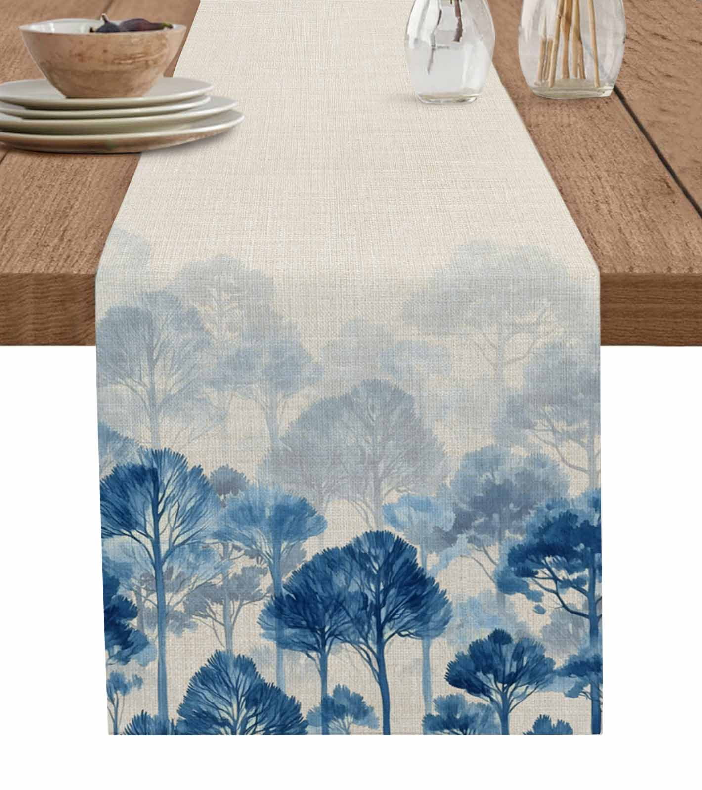 Hokiten Table Runners 36 Inches Long Dress Scarves, Navy Blue Forest ...