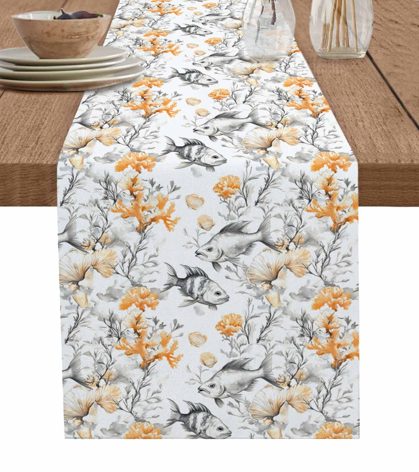 Hokiten Table Runners 36 Inches Long Dress Scarves, Orange Gray Coral ...