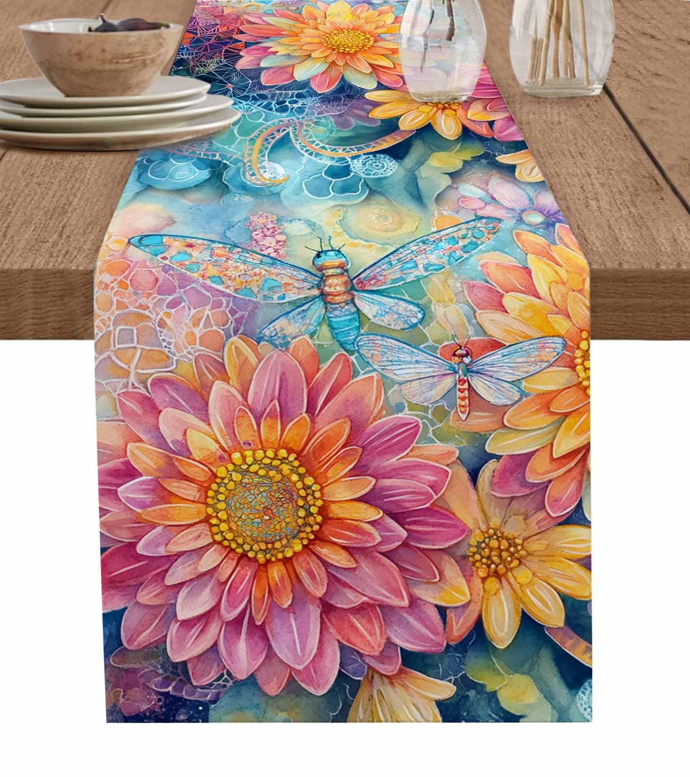 Hokiten Table Runners 36 Inches Long Dress Scarves, Pink Yellow Spring ...