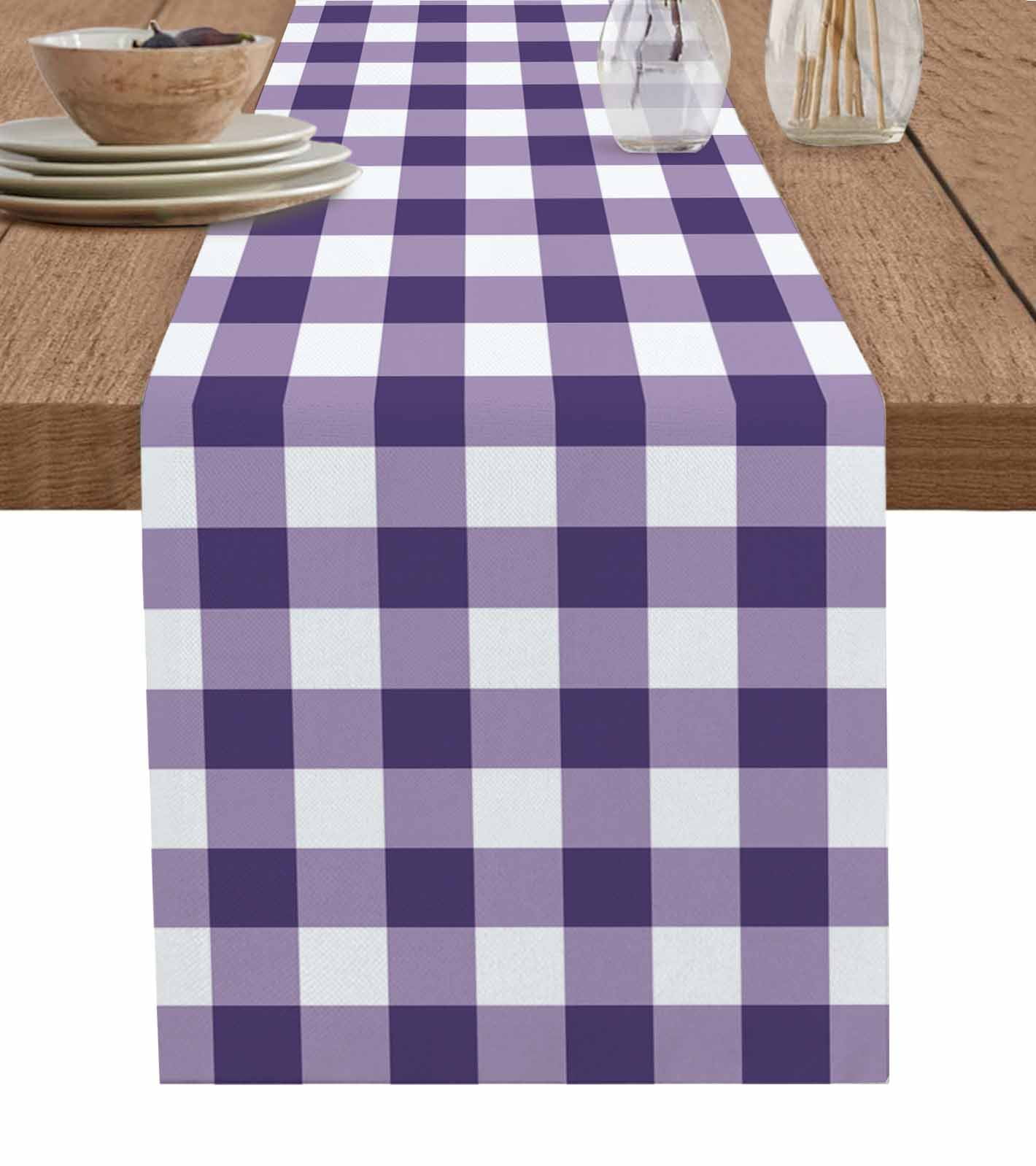 Hokiten Table Runners 36 Inches Long Dress Scarves, Purple Checkered ...
