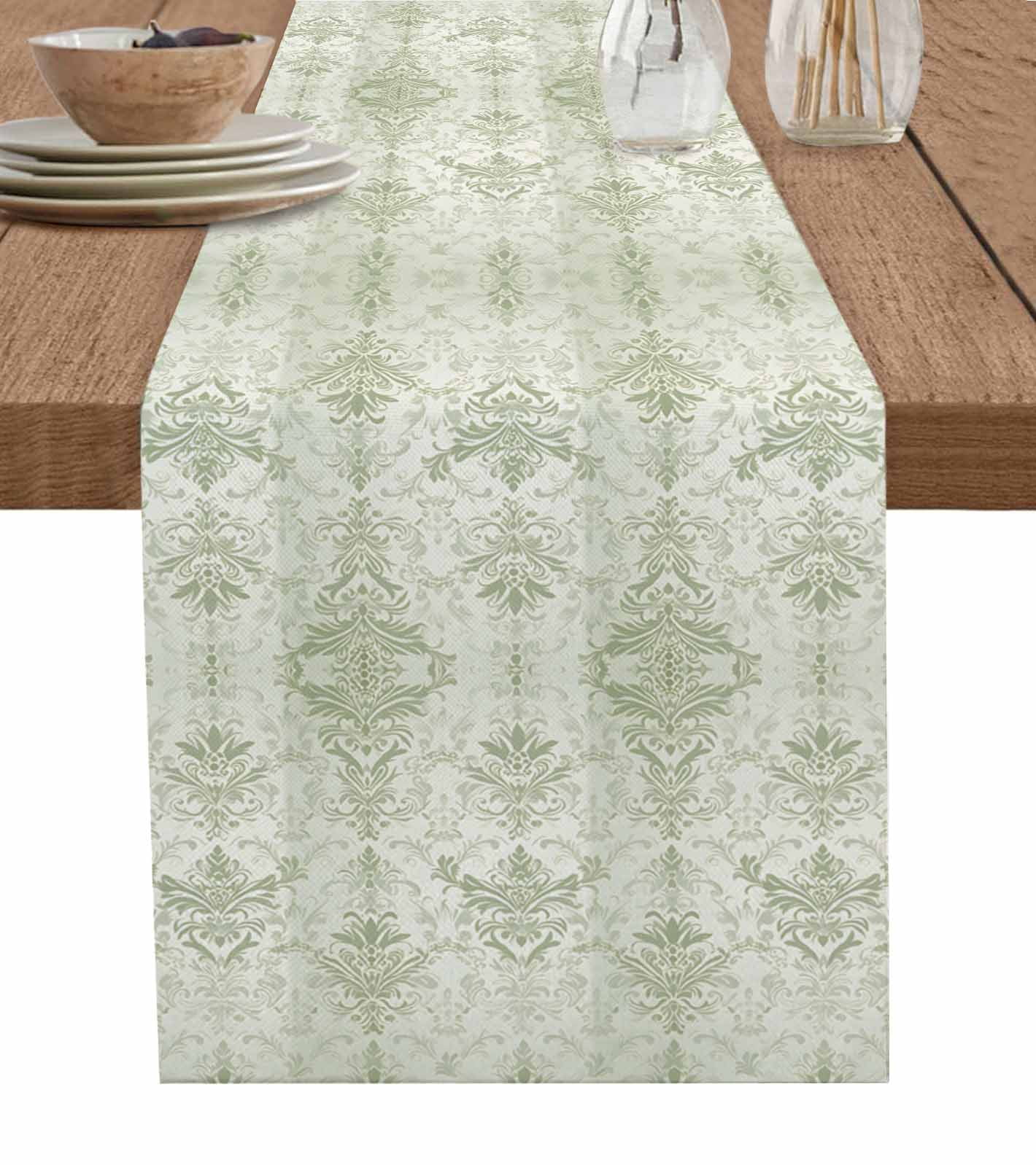 Hokiten Table Runners 36 Inches Long Dress Scarves, Sage Green Floral ...