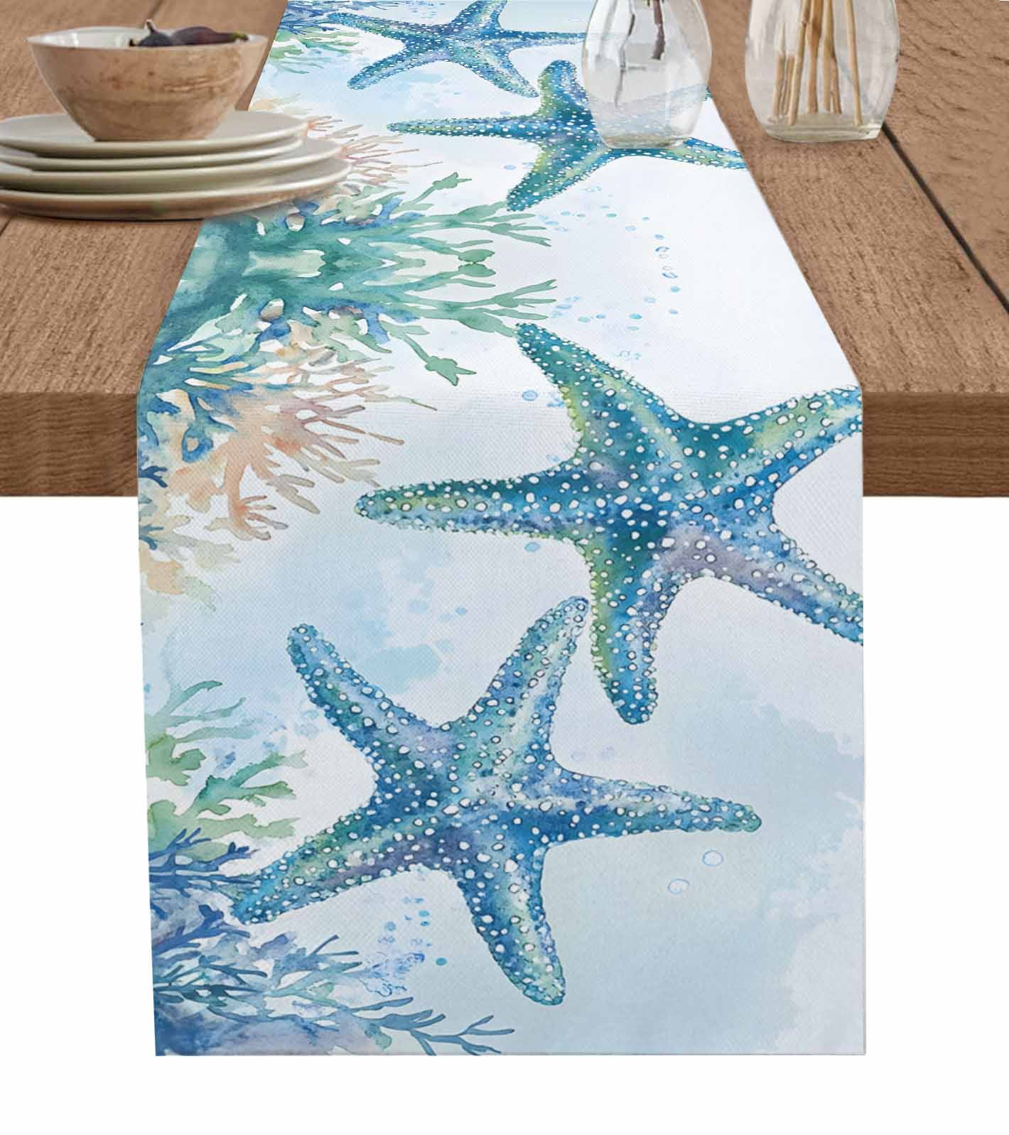 Hokiten Table Runners 36 Inches Long Dress Scarves, Teal Blue Coastal ...