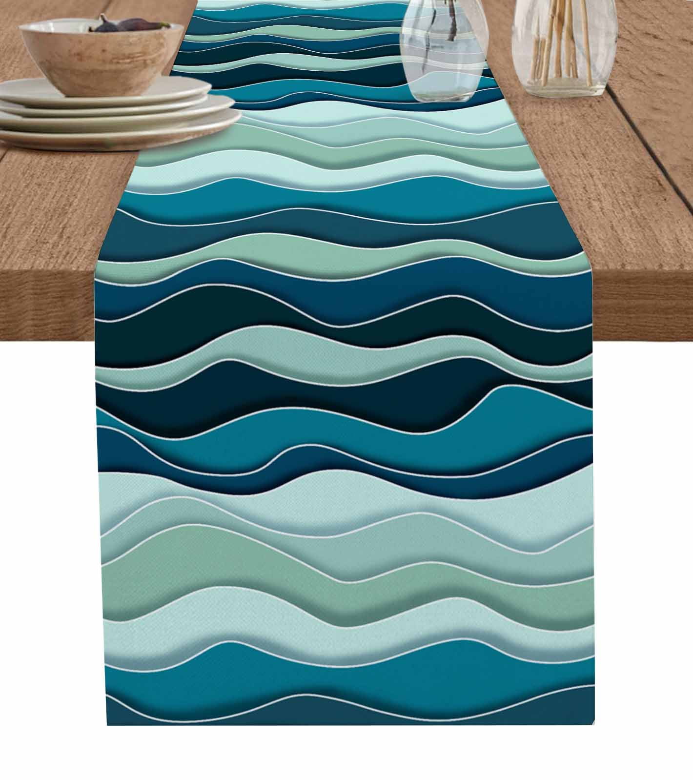 Hokiten Table Runners 36 Inches Long Dress Scarves, Teal Ombre ...
