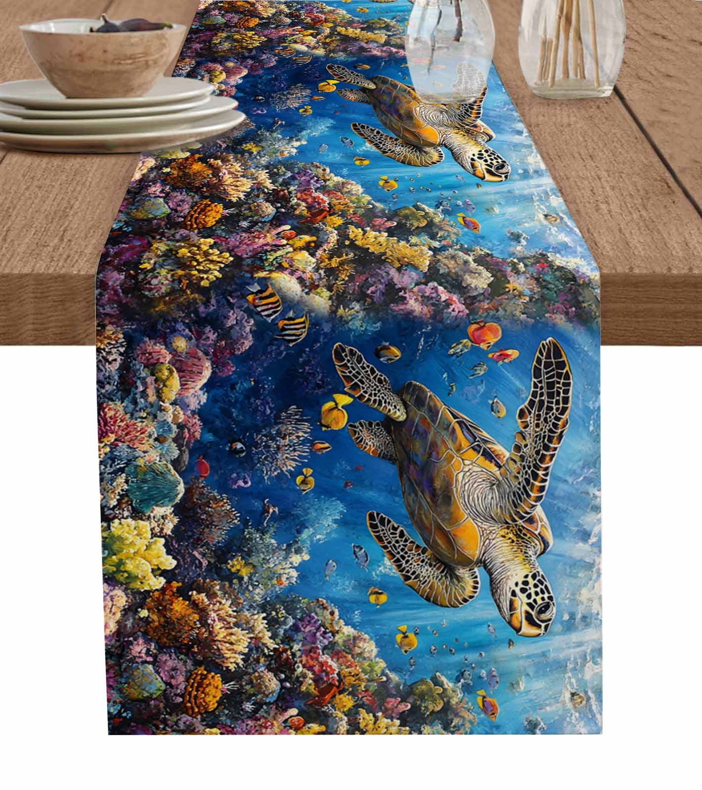 Hokiten Table Runners 36 Inches Long Dress Scarves, Turtle Farmhouse ...