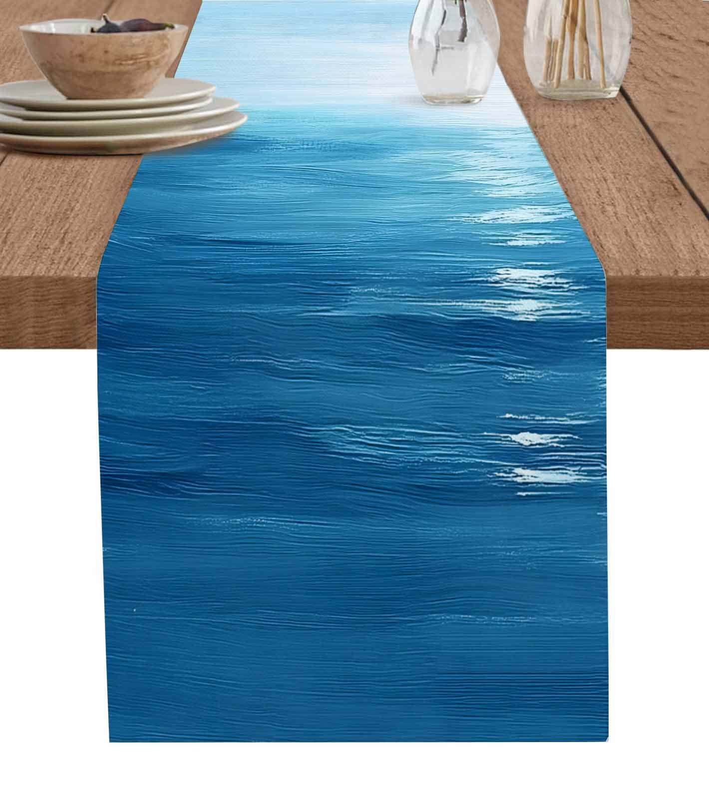 Hokiten Table Runners 48 Inches Long Dress Scarves, Blue Coastal ...