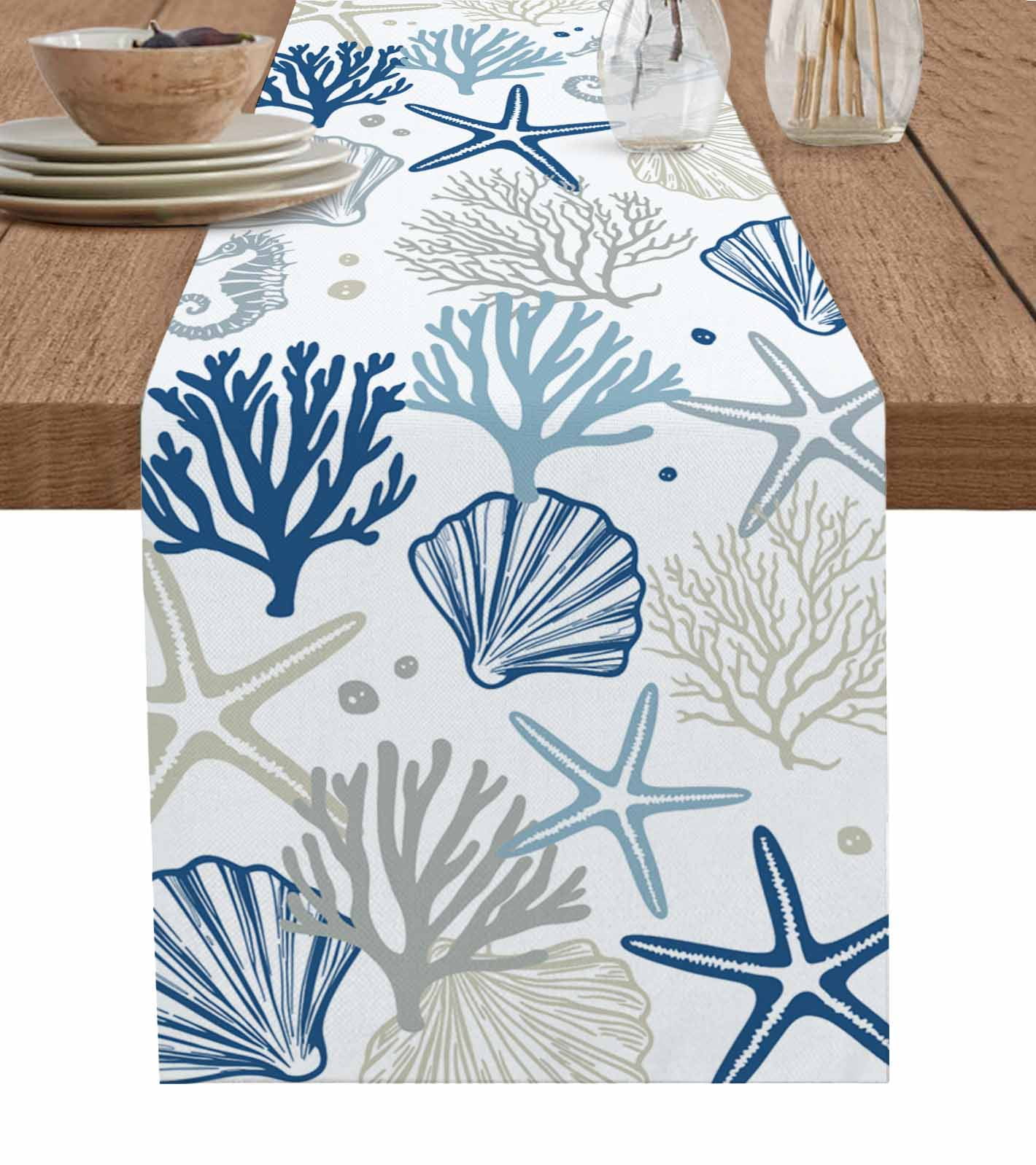 Hokiten Table Runners 48 Inches Long Dress Scarves, Blue Ocean ...
