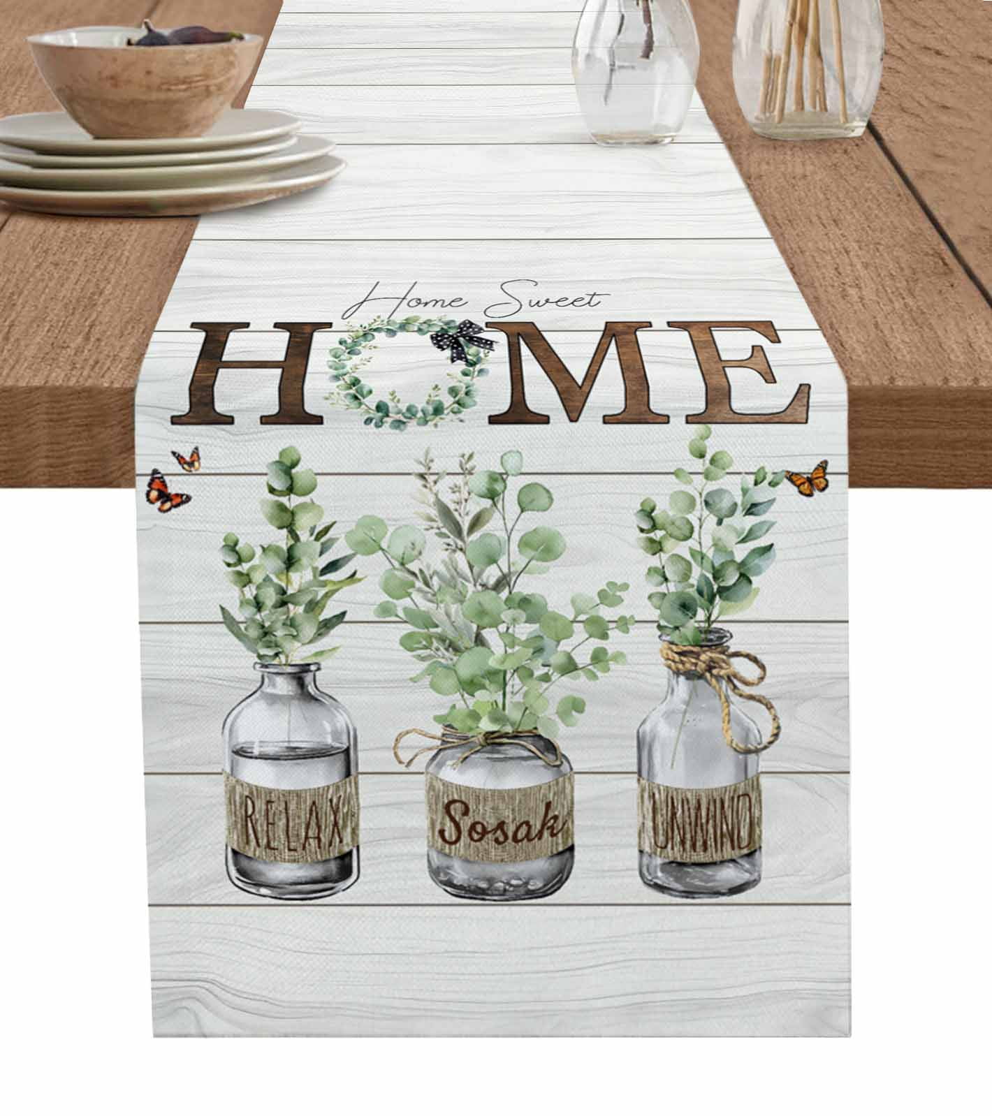 Hokiten Table Runners 48 Inches Long Dress Scarves, Eucalyptus Leaves ...