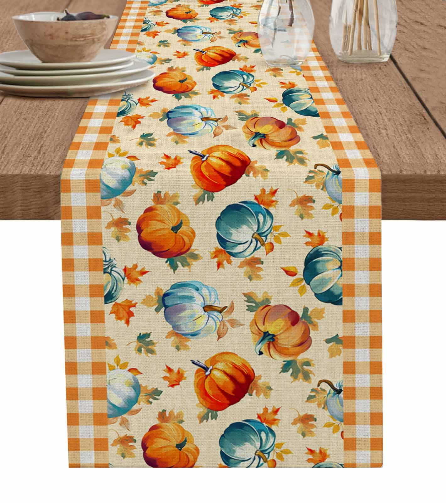 Hokiten Table Runners 48 Inches Long Dress Scarves, Fall Orange Blue ...