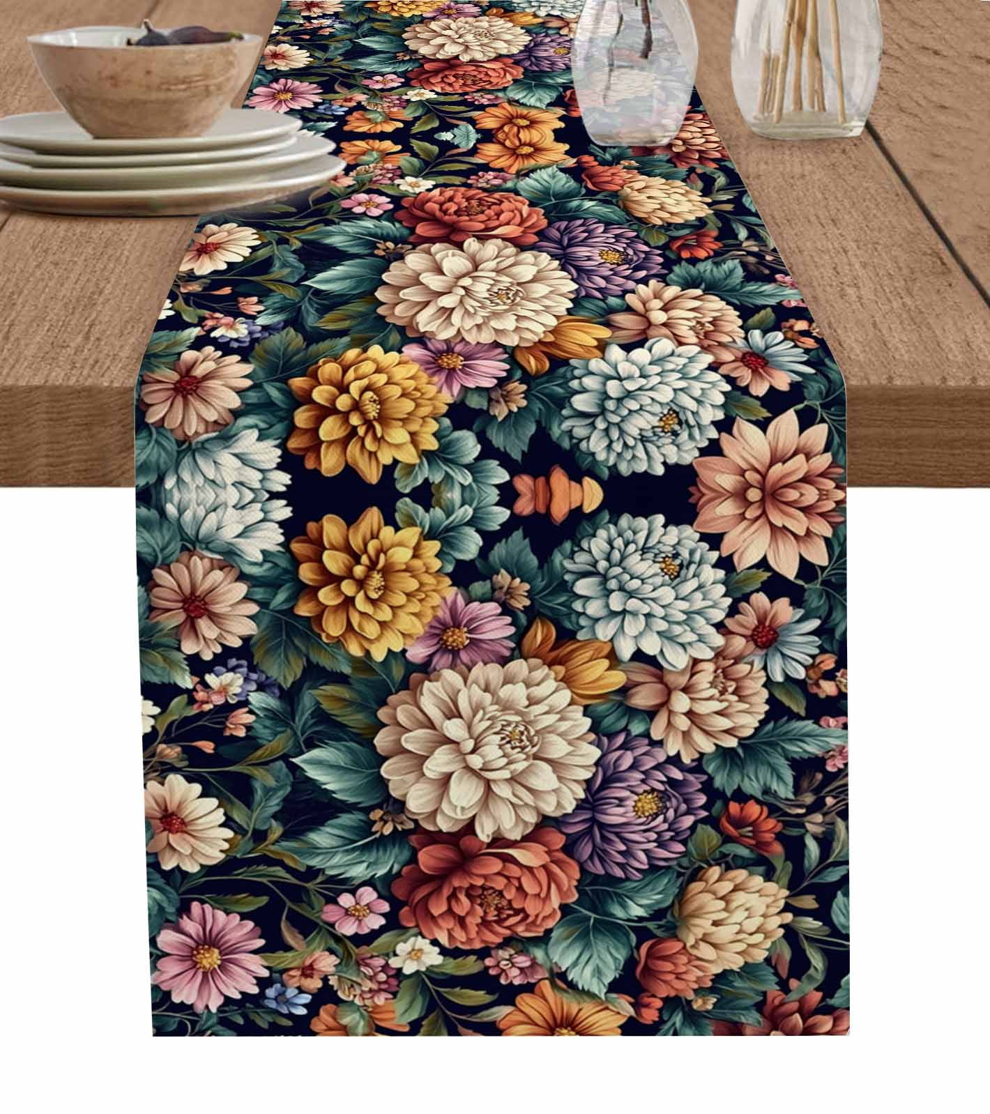 Hokiten Table Runners 48 Inches Long Dress Scarves, Flower Farmhouse ...