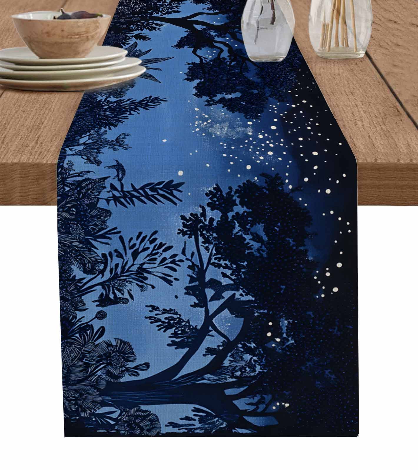 Hokiten Table Runners 48 Inches Long Dress Scarves, Forest Botanical ...