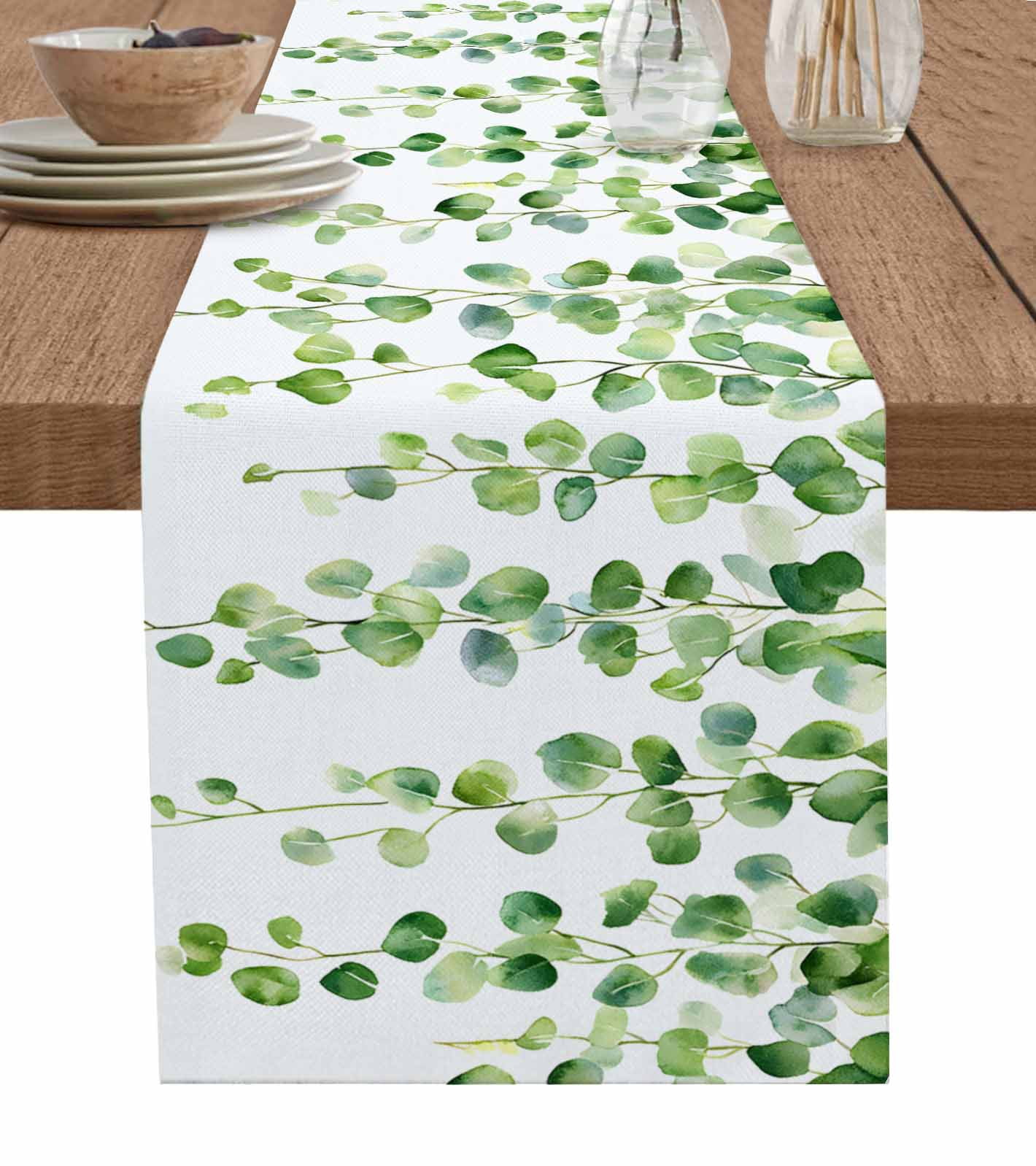 Hokiten Table Runners 48 Inches Long Dress Scarves, Green Botanical ...