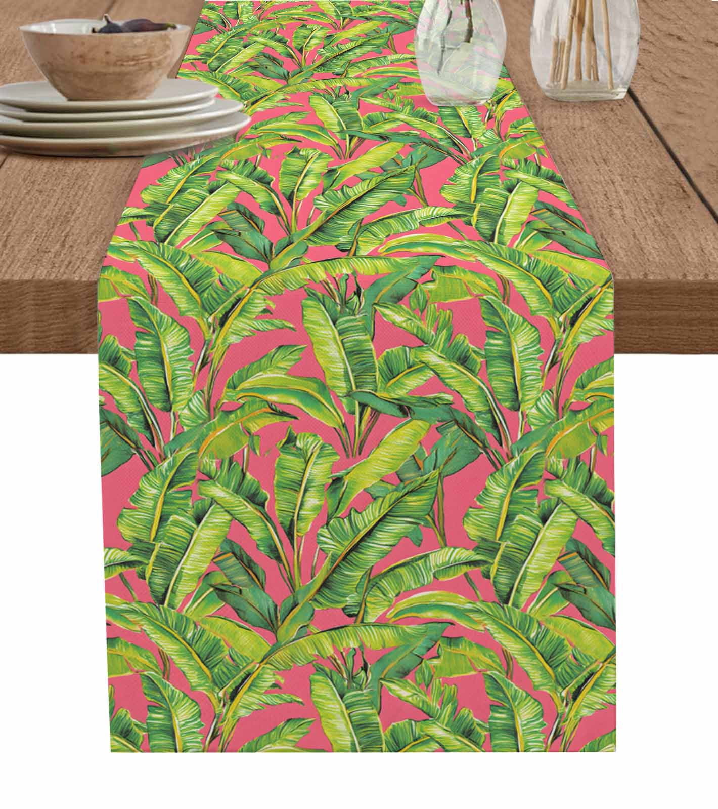 Hokiten Table Runners 48 Inches Long Dress Scarves, Green Tropical ...