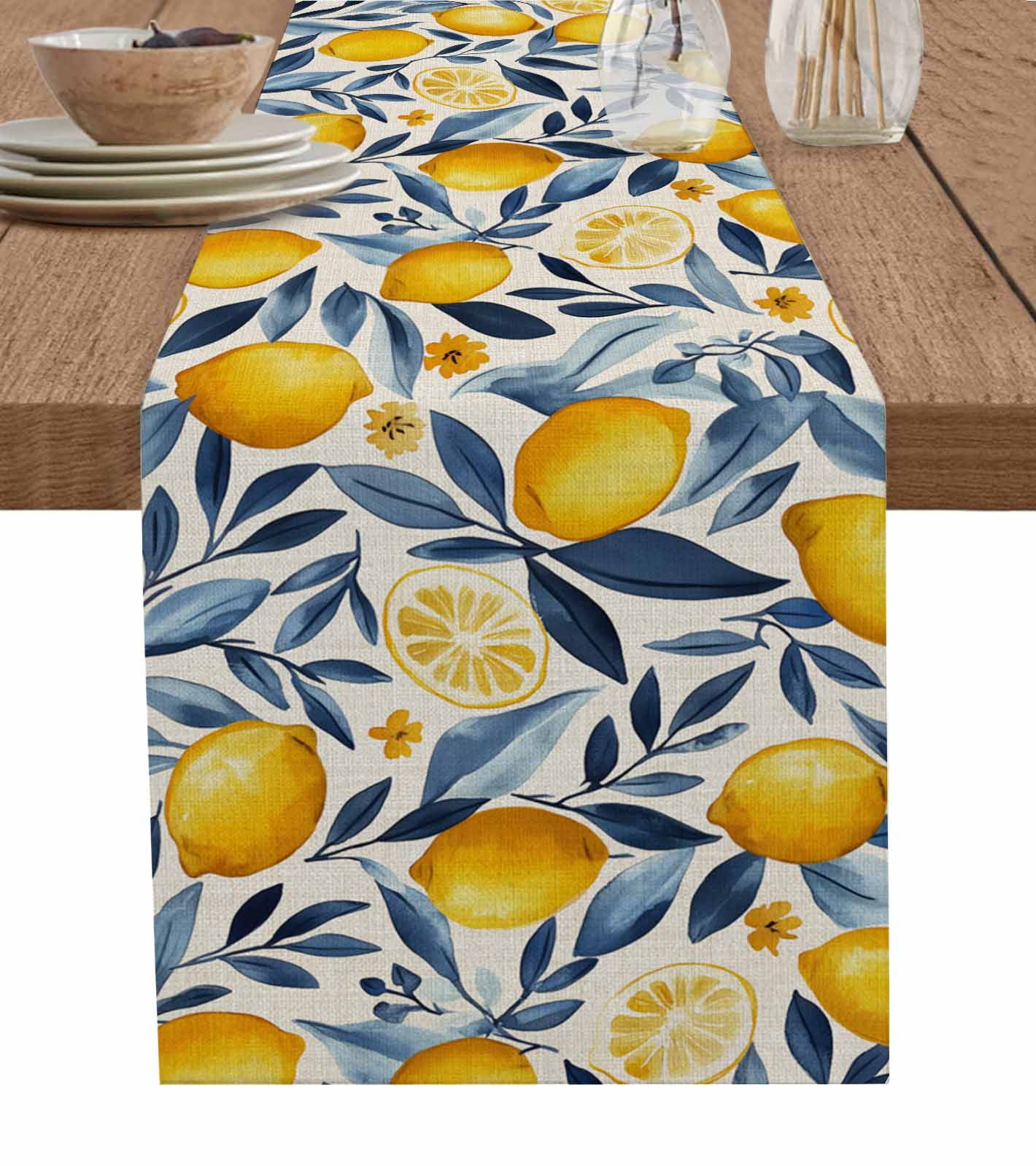 Hokiten Table Runners 48 Inches Long Dress Scarves, Lemon Farmhouse ...