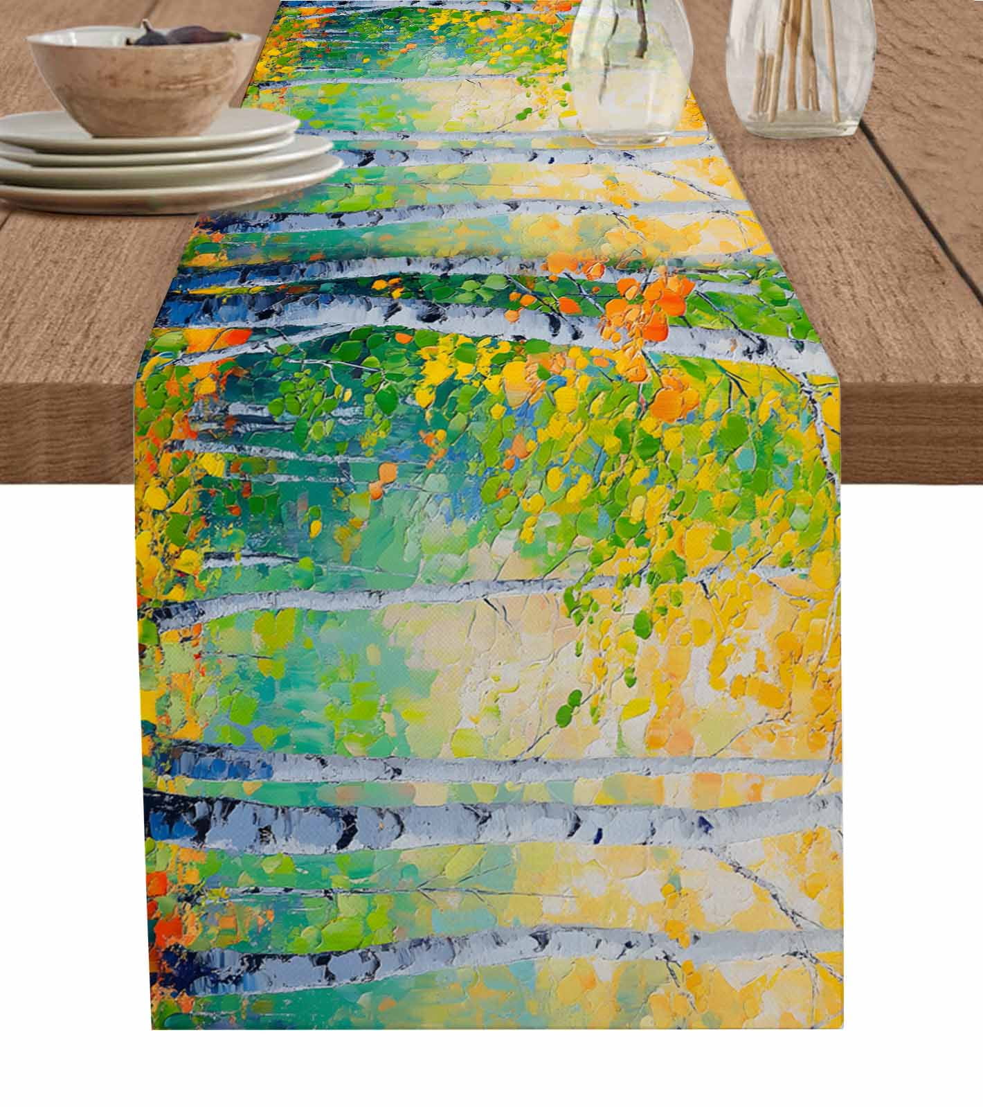 Hokiten Table Runners 48 Inches Long Dress Scarves, Modern Oil Painting ...