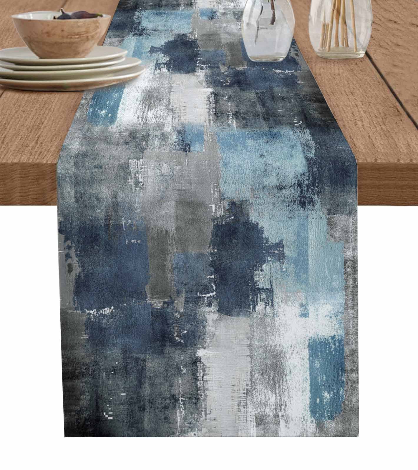Hokiten Table Runners 48 Inches Long Dress Scarves, Navy Blue Grey ...