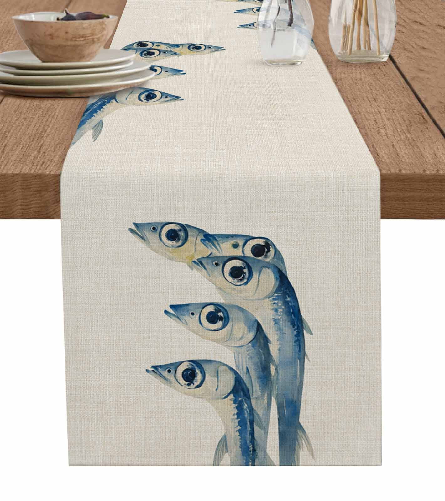 Hokiten Table Runners 48 Inches Long Dress Scarves, Ocean Fish ...