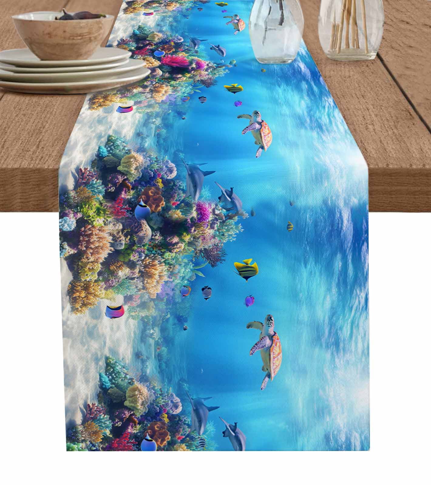Hokiten Table Runners 48 Inches Long Dress Scarves, Ocean Turtle ...
