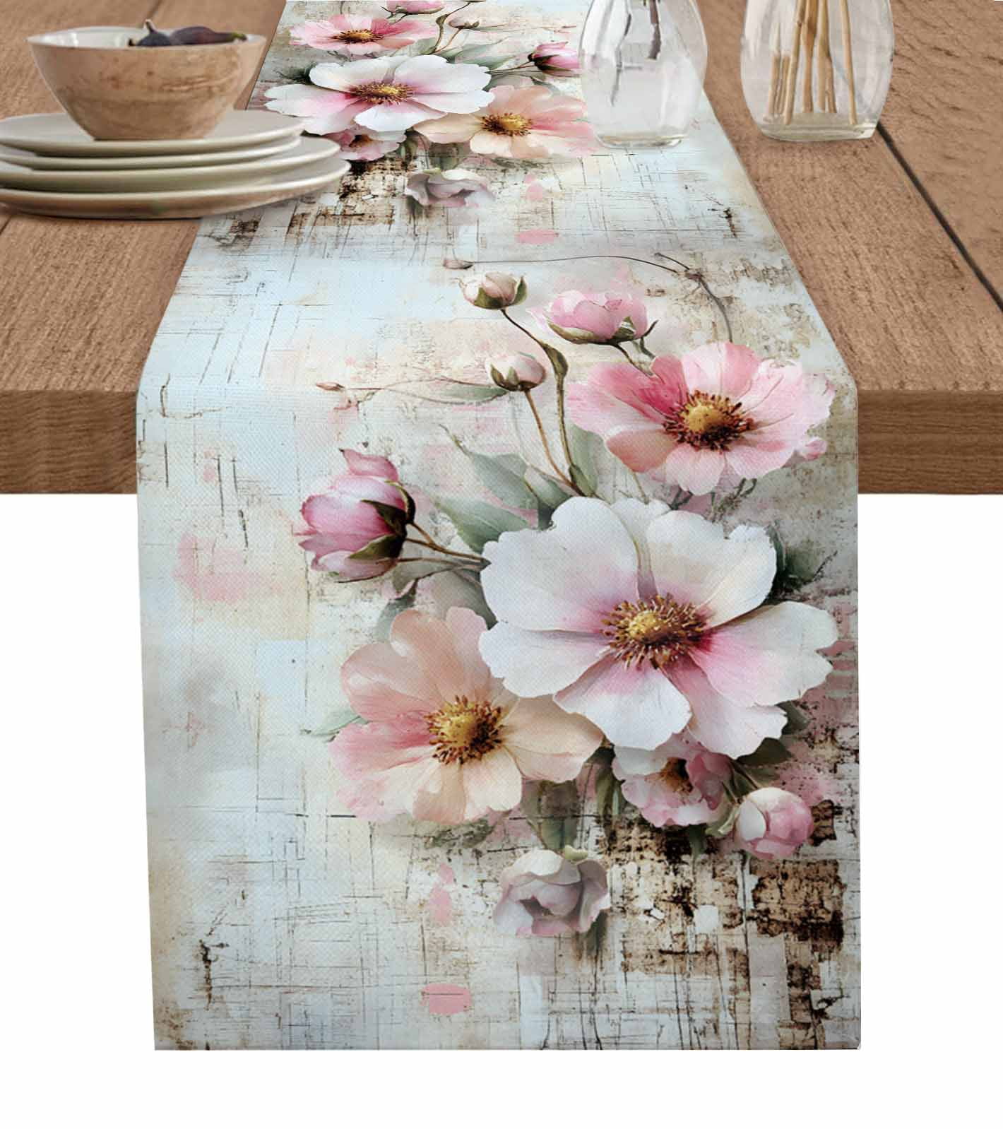 Hokiten Table Runners 48 Inches Long Dress Scarves, Pink Spring Floral ...