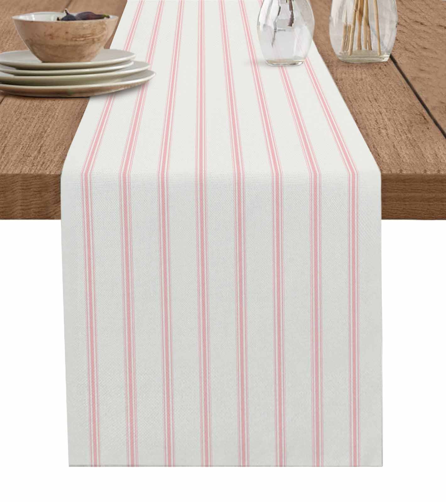 Hokiten Table Runners 48 Inches Long Dress Scarves, Pink Striped Farmhouse Kitchen/Dining Table ...