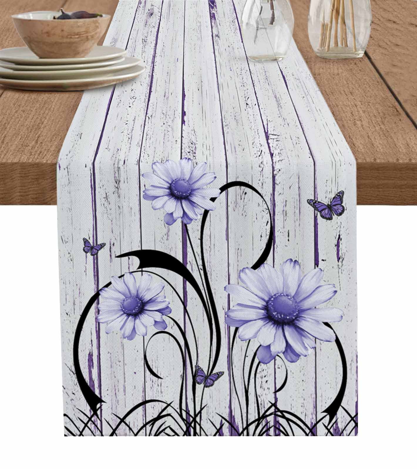 Hokiten Table Runners 48 Inches Long Dress Scarves, Purple Daisy ...