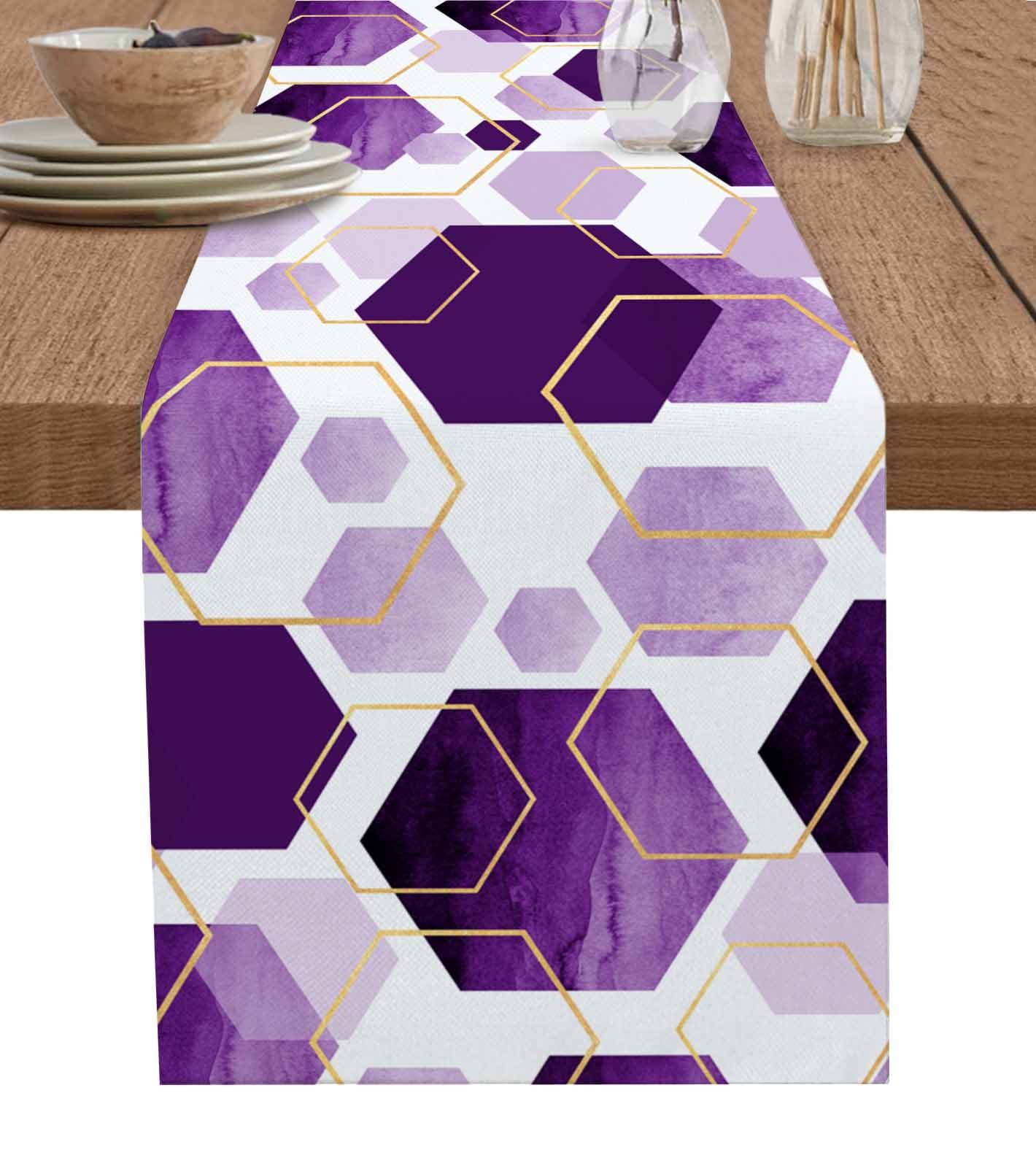 Hokiten Table Runners 48 Inches Long Dress Scarves, Purple Geometric ...