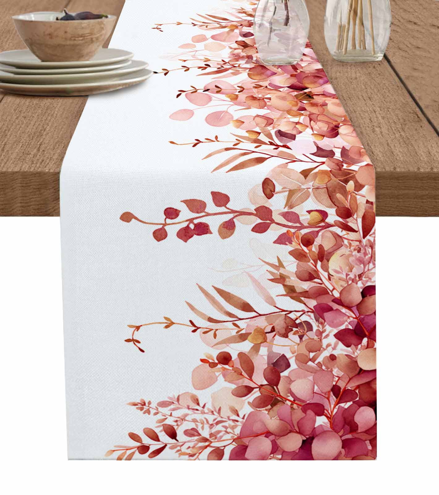 Hokiten Table Runners 48 Inches Long Dress Scarves, Red Eucalyptus ...