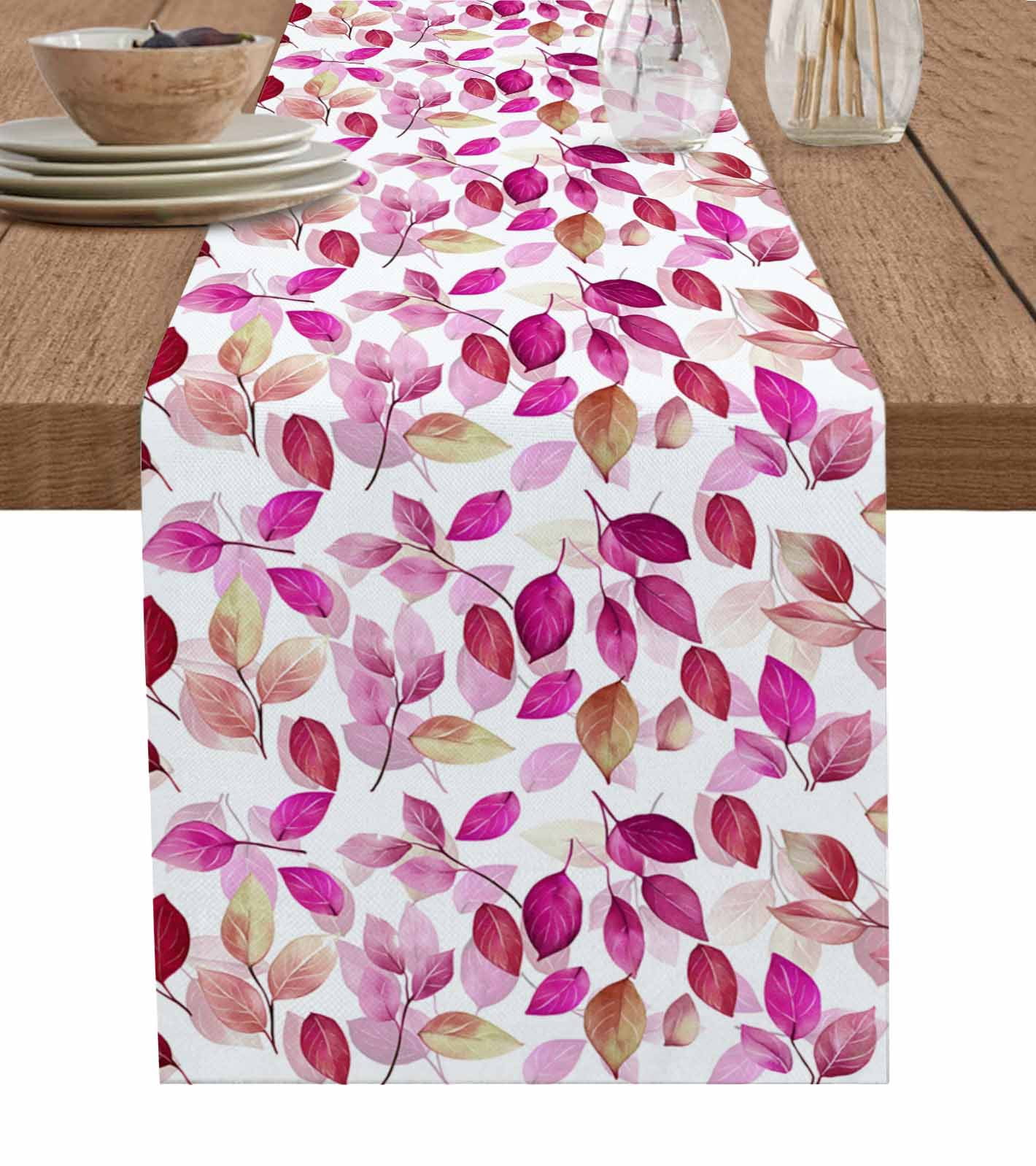 Hokiten Table Runners 48 Inches Long Dress Scarves, Red Pink Leaves ...