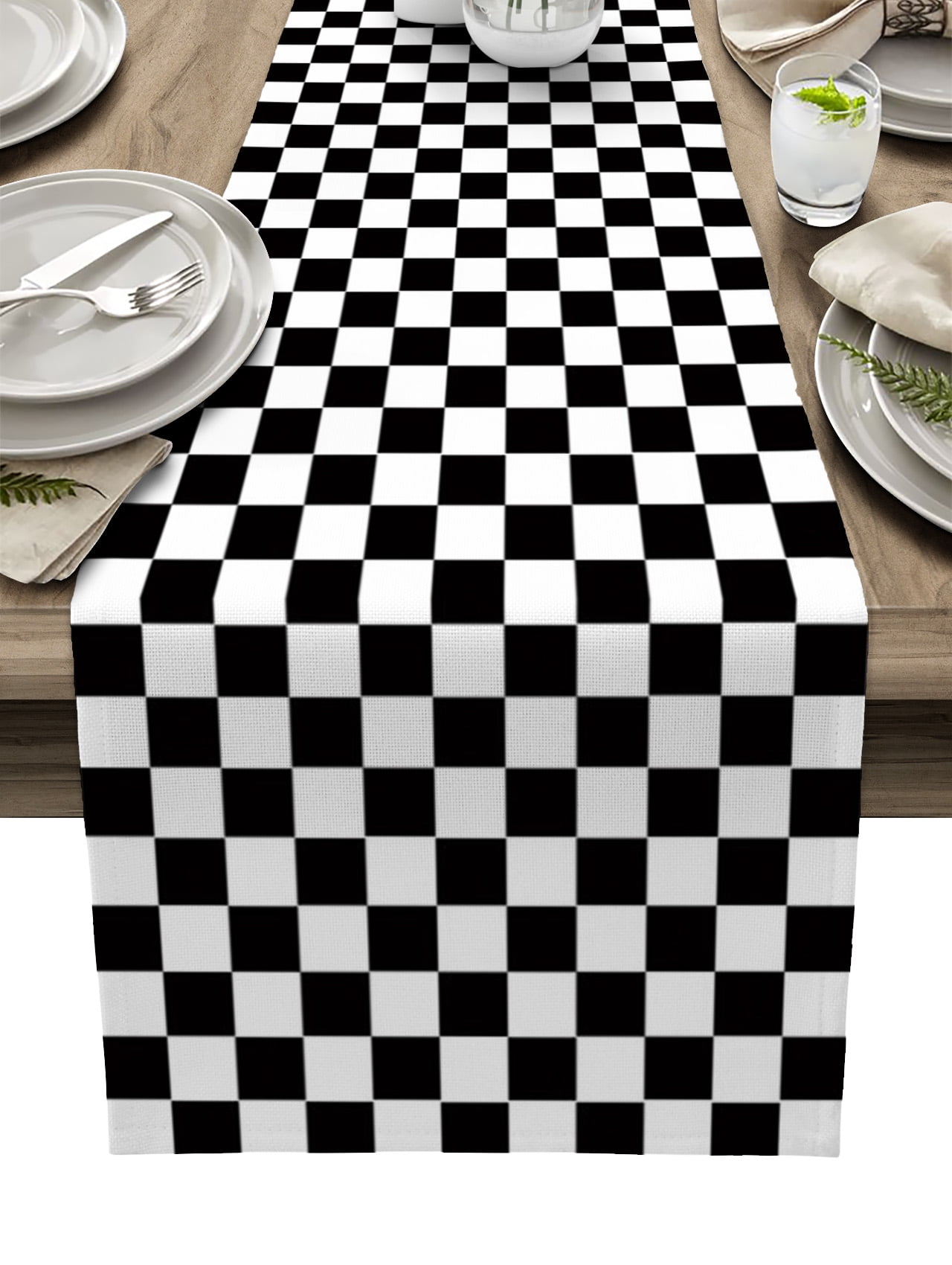 Hokiten Table Runners 48 Inches Long Dress Scarves, Simple Black White ...