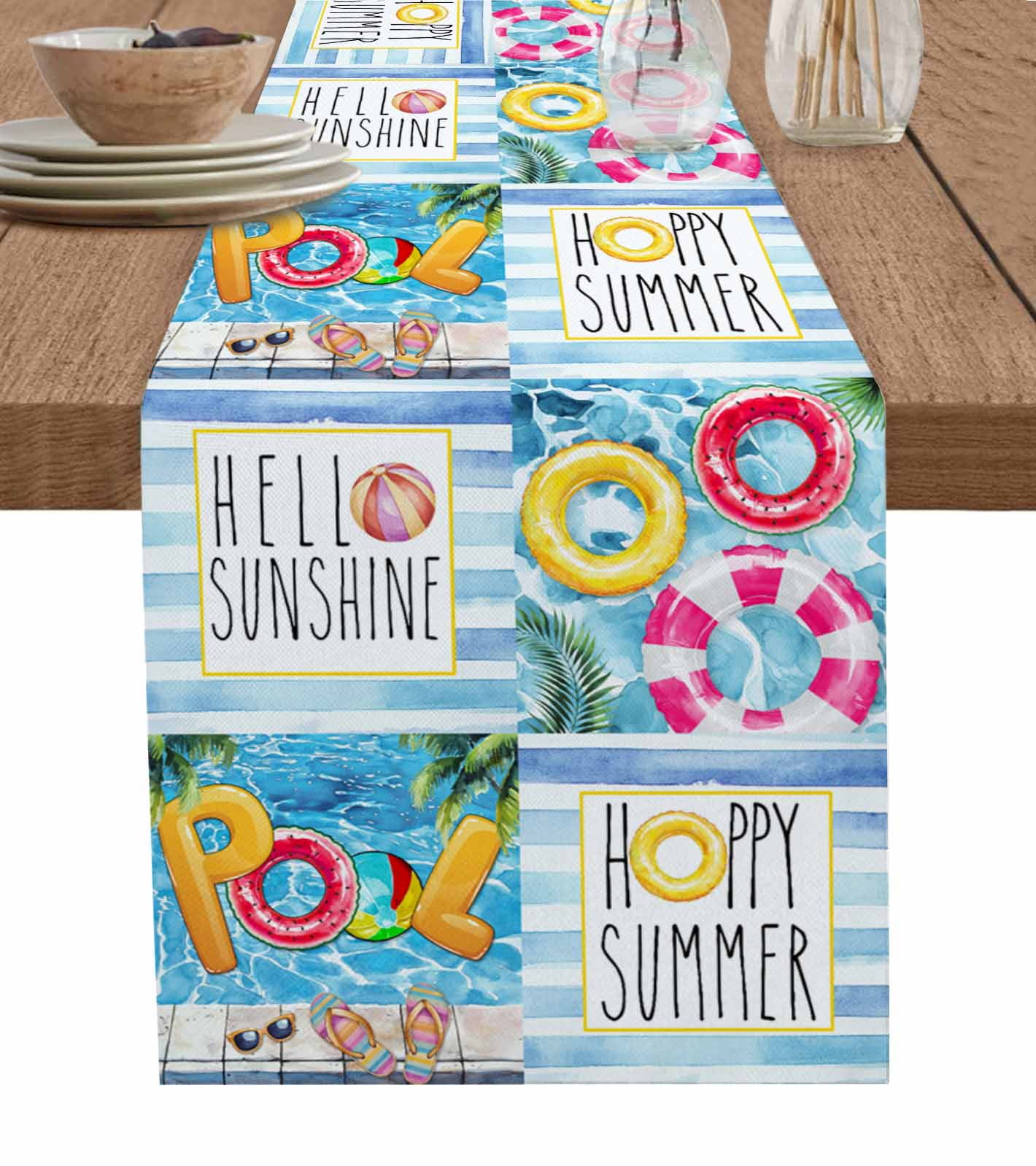 Hokiten Table Runners 48 Inches Long Dress Scarves, Summer Blue Pool ...