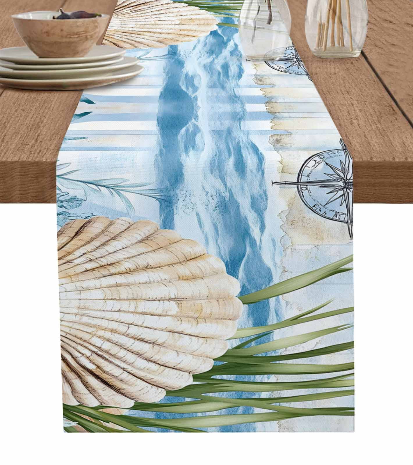 Hokiten Table Runners 48 Inches Long Dress Scarves, Summer Ocean ...
