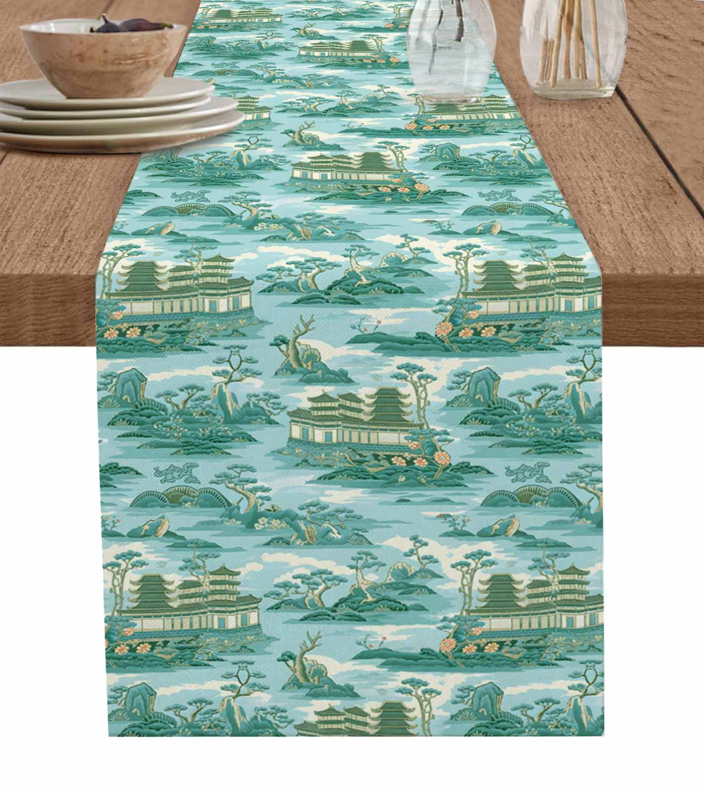 Hokiten Table Runners 48 Inches Long Dress Scarves, Turquoise Garden ...