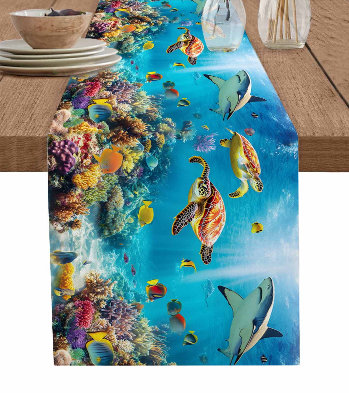Hokiten Table Runners 48 Inches Long Dress Scarves, Turtle Farmhouse ...
