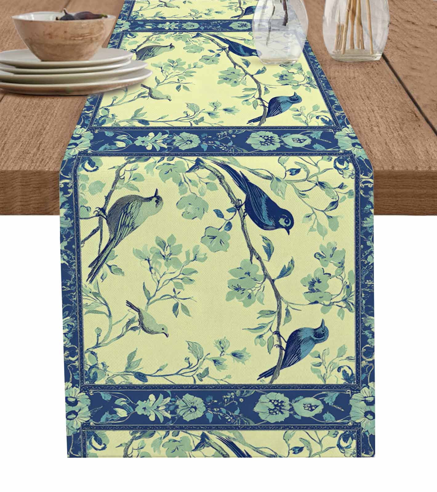 Hokiten Table Runners 48 Inches Long Dress Scarves, Vintage Bird Floral ...